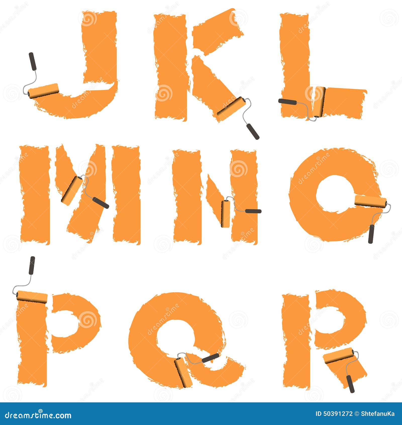 Letters of the Alphabet Painted with Paint Roller Stock Vector ...