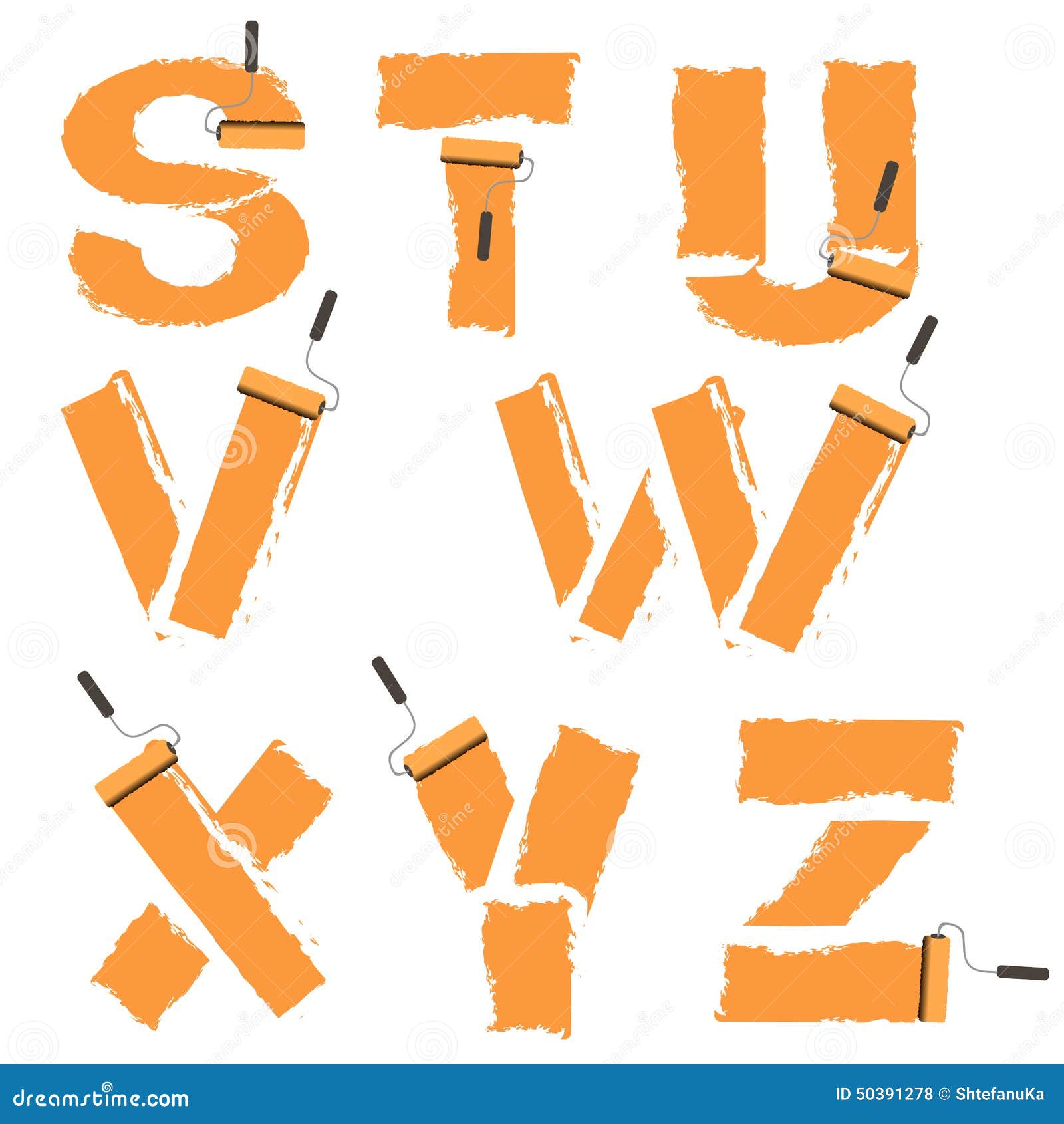 Letters of the Alphabet Painted with Paint Roller Stock Vector ...