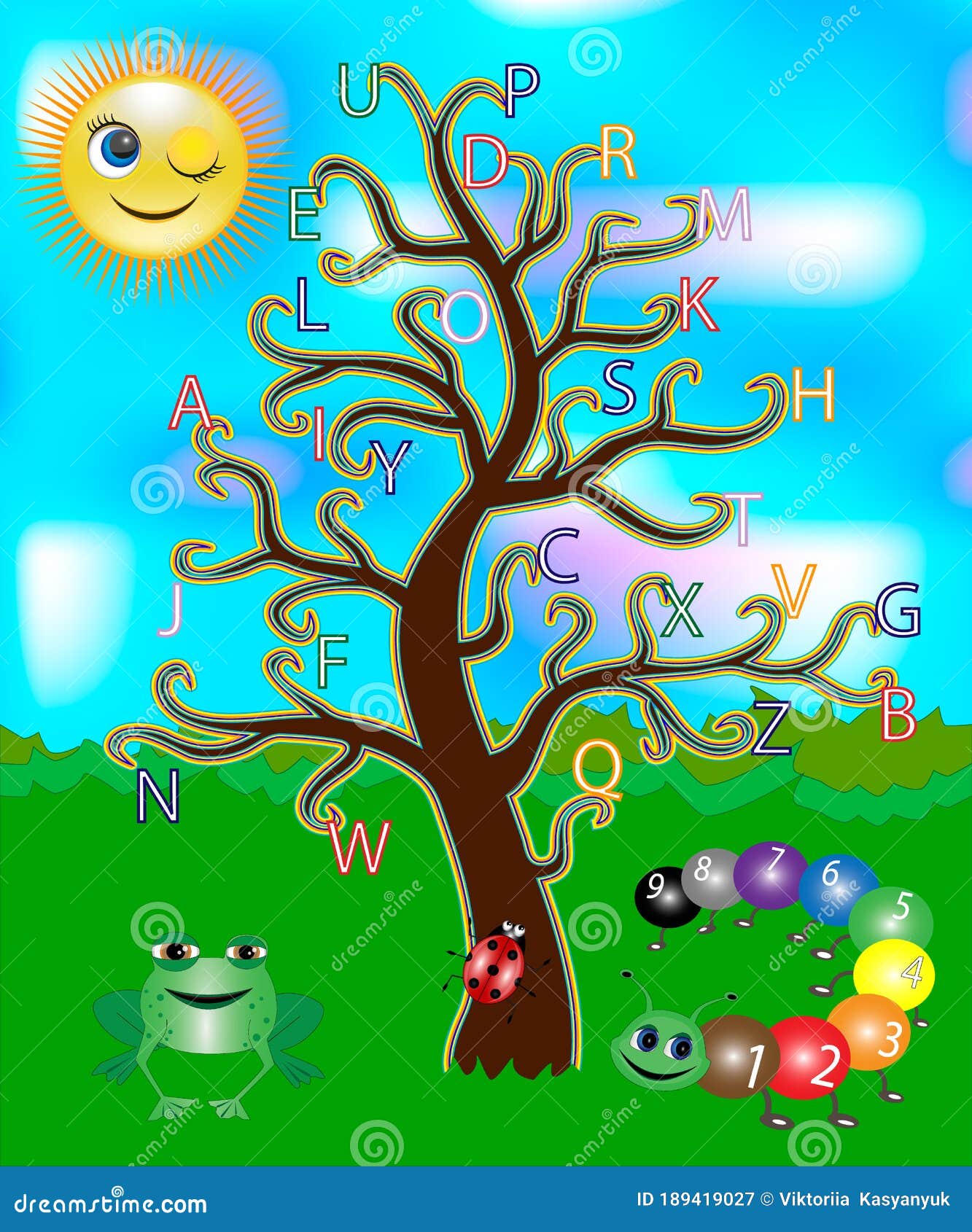 Letters of the Alphabet on a Tree. Bright and Colorful Alphabet for ...