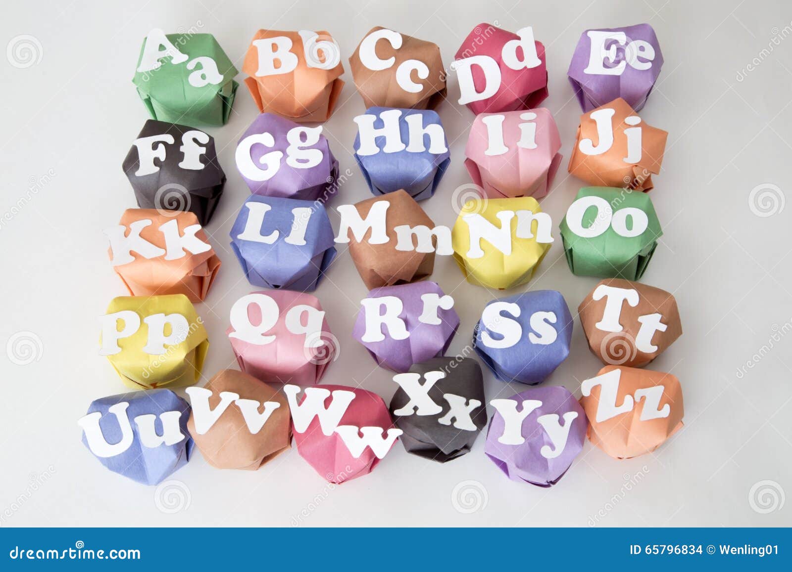 26 Letters Alphabet on Colorful Paper Ball Stock Photo - Image of ...
