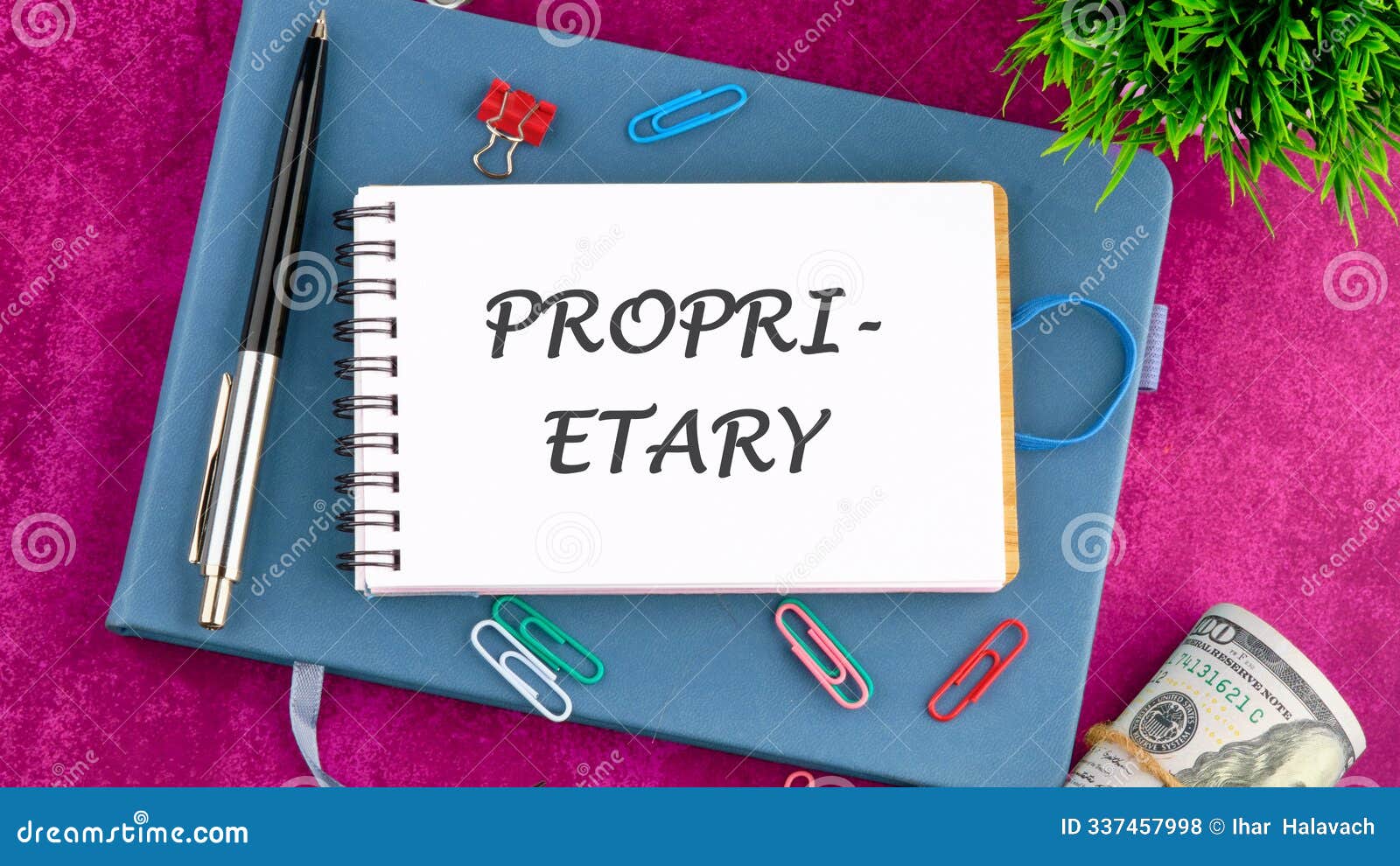 Letters of the Alphabet with Words PROPRIETARY in a Notebook in Front ...