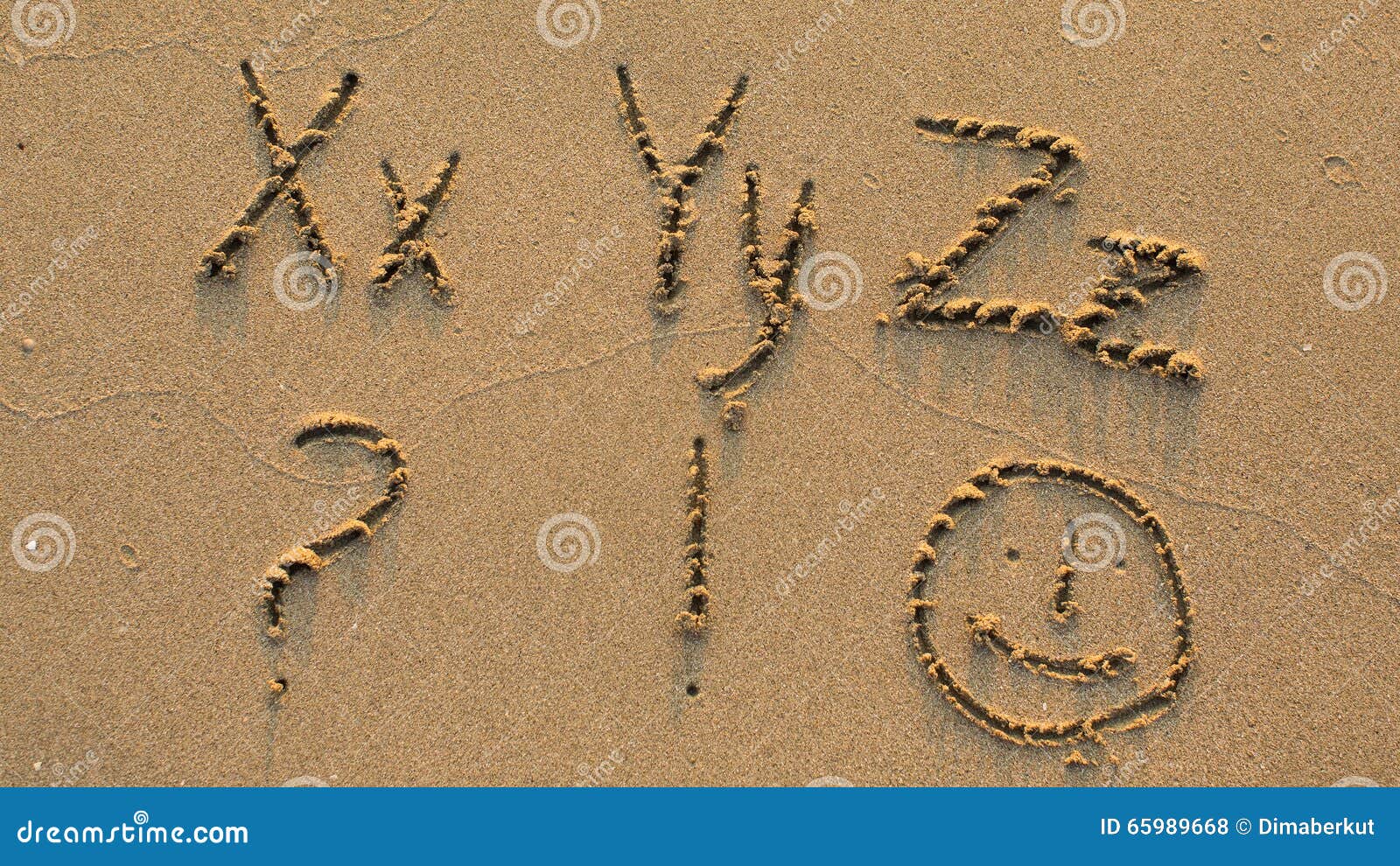Letters of the Alphabet Written on Sandy Beach Stock Photo - Image of ...