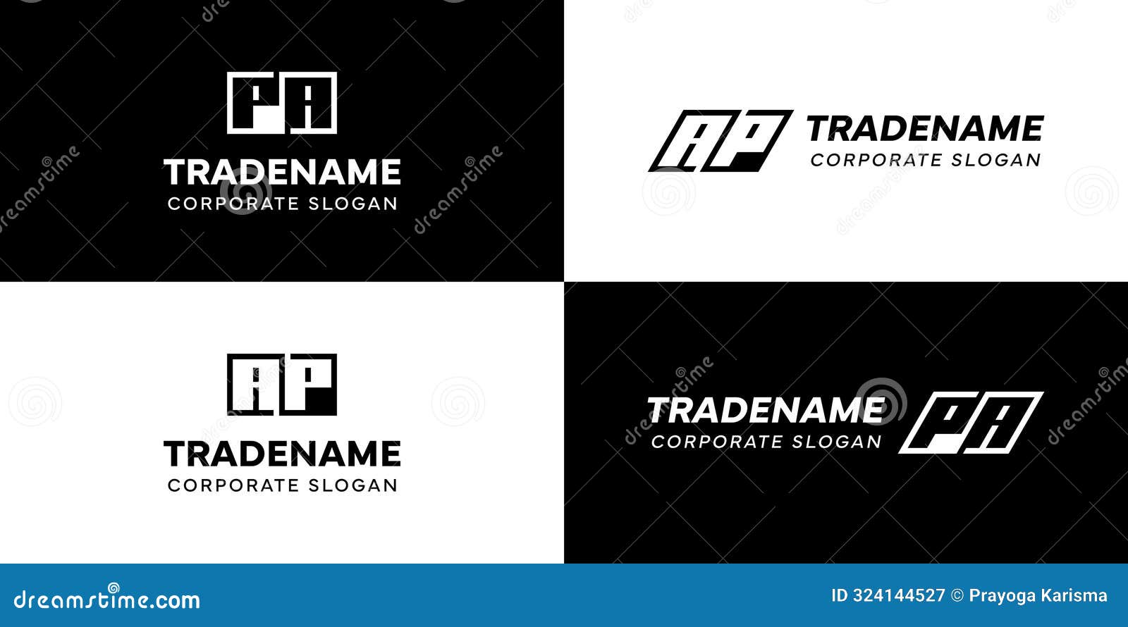 Letters AP and PA Square and Dynamic Logo Set, for Business with ...