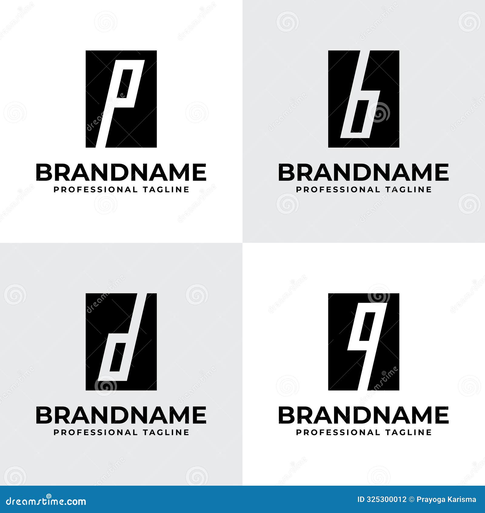 Letters B D P Q Square Dynamic Logo Set, Suitable for Any Business ...