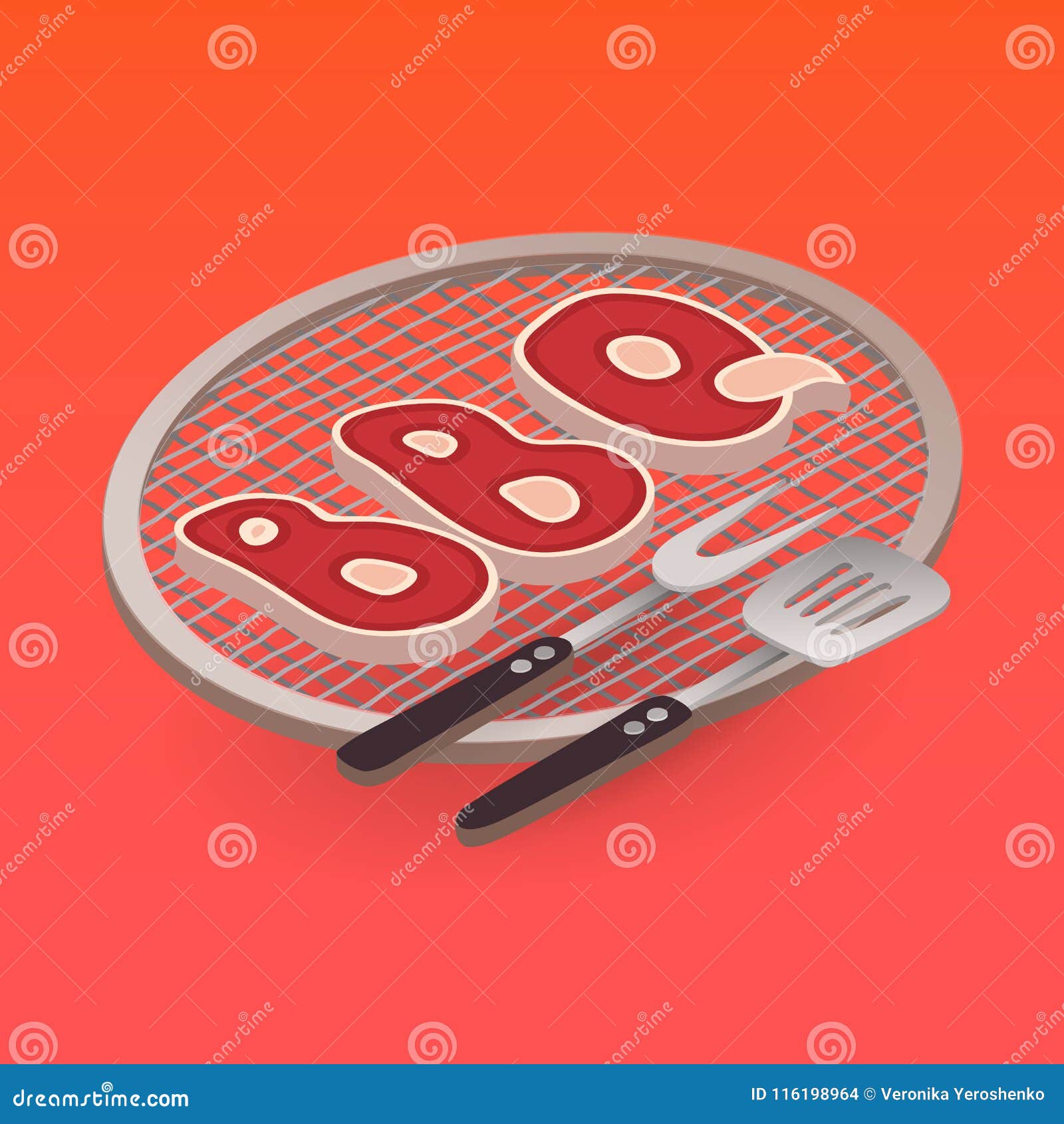 Letters BBQ on the Grill and Barbeque Elements. Vector. Stock Vector ...