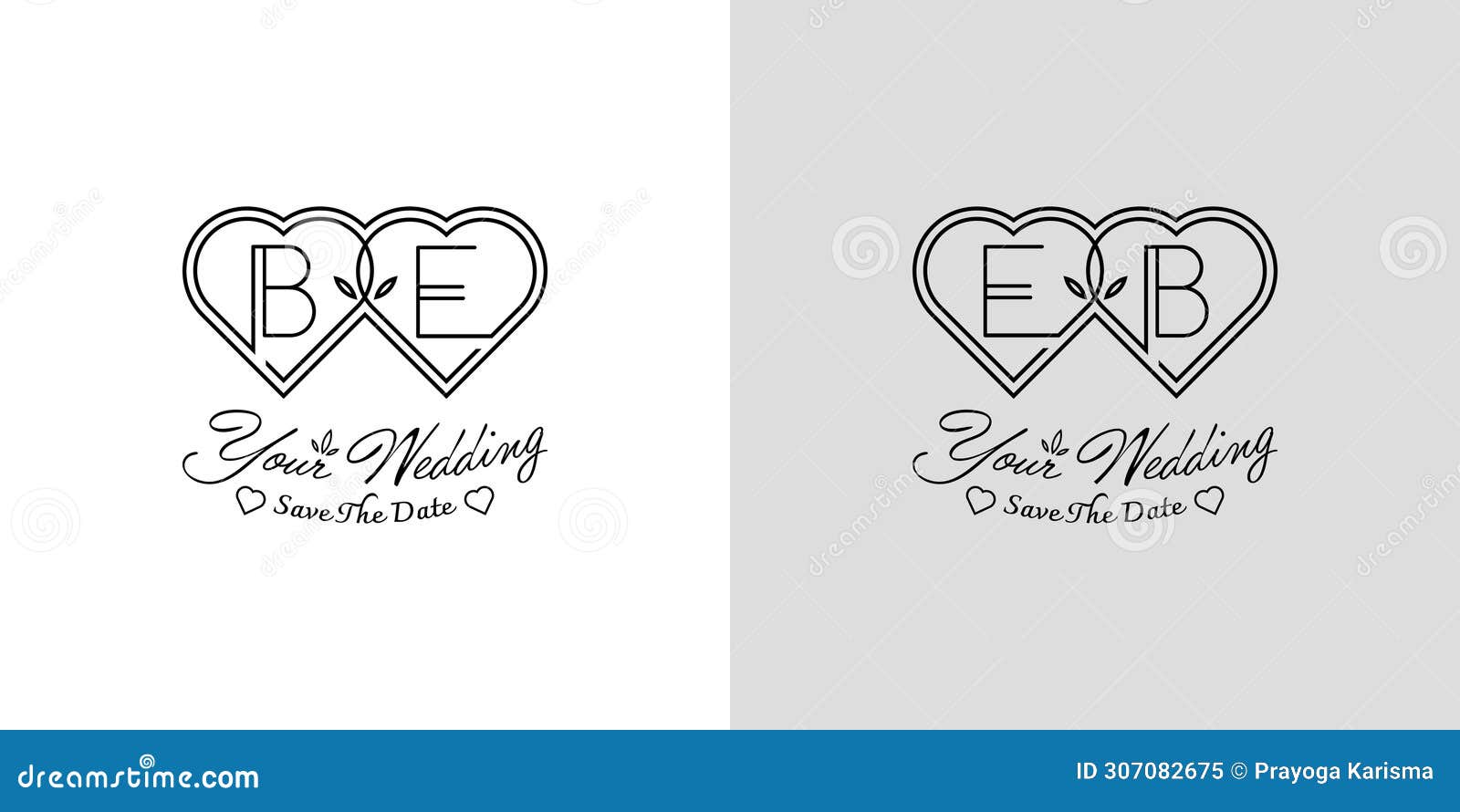 Letters BE and EB Wedding Love Logo, for Couples with B and E Initials ...