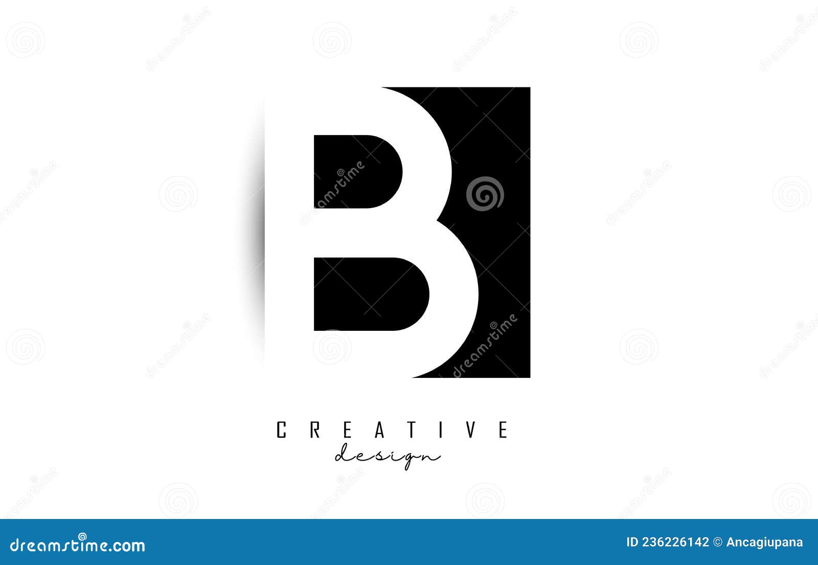 Letters BI Logo with Black and White Negative Space Design. Letters B ...