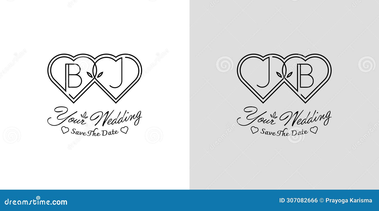 Letters BJ And JB Wedding Love Logo, For Couples With B And J Initials ...