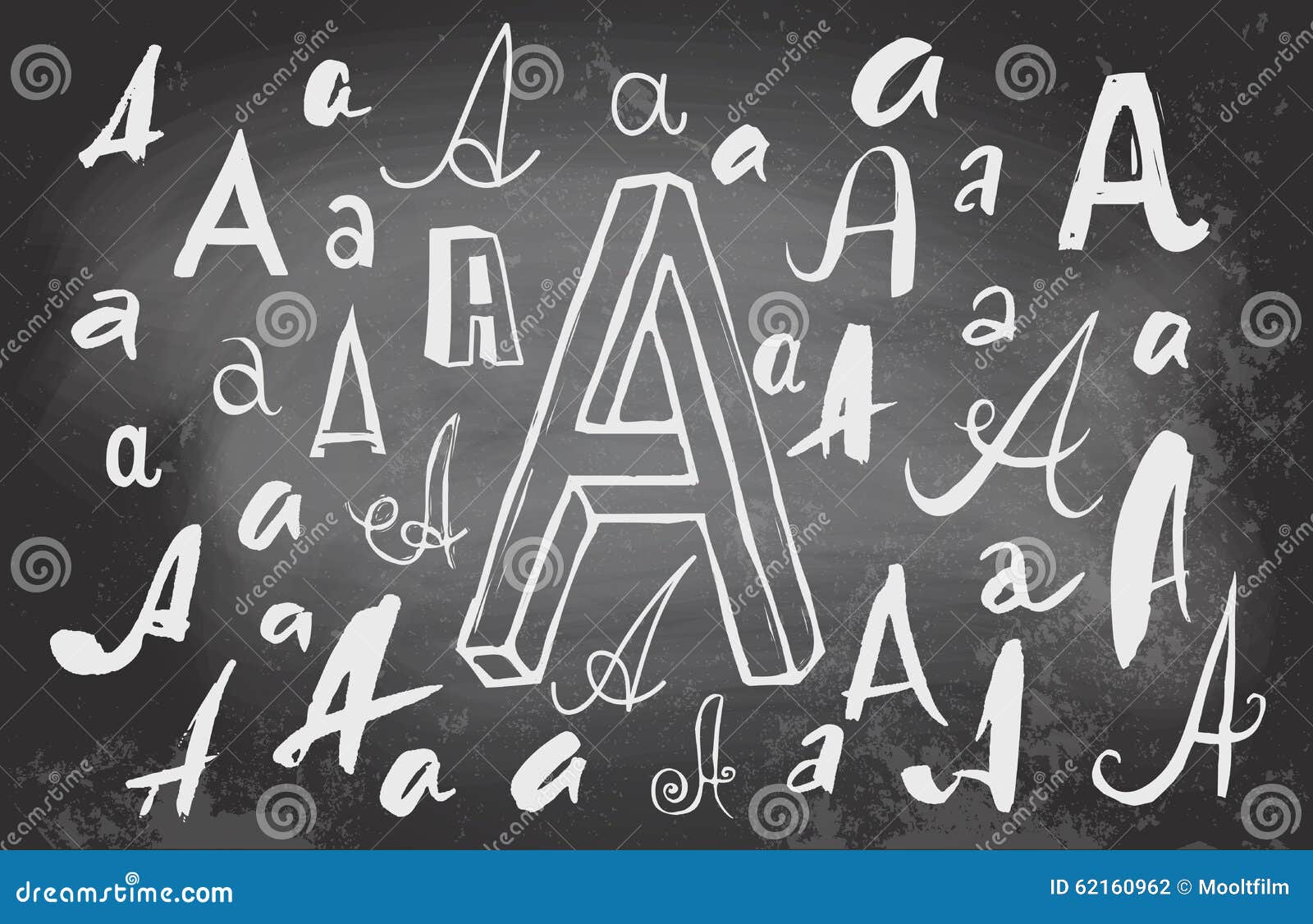 Letters a on blackboard stock vector. Illustration of sketch - 62160962