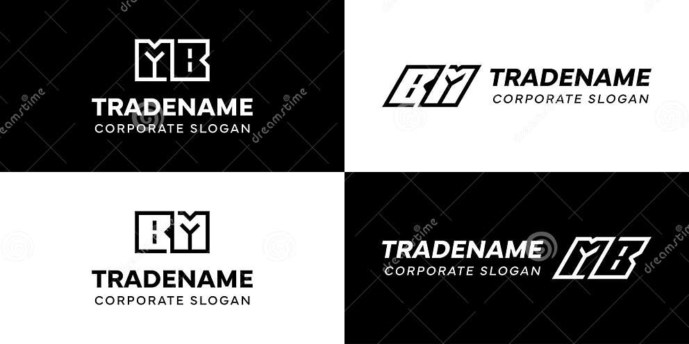 Letters BM and MB Square and Dynamic Logo Set, for Business with ...