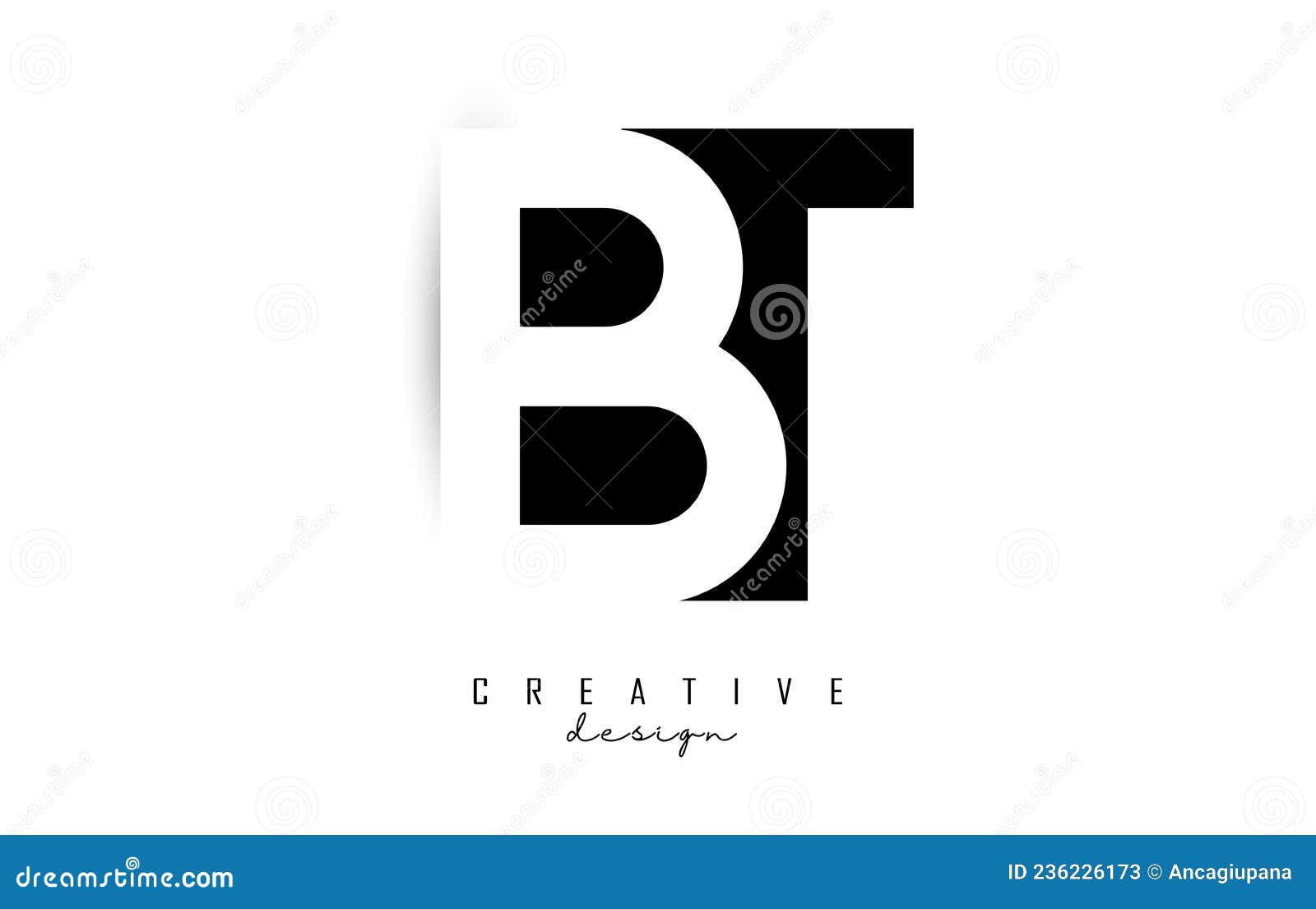 Letters BT Logo with Black and White Negative Space Design. Letters B ...
