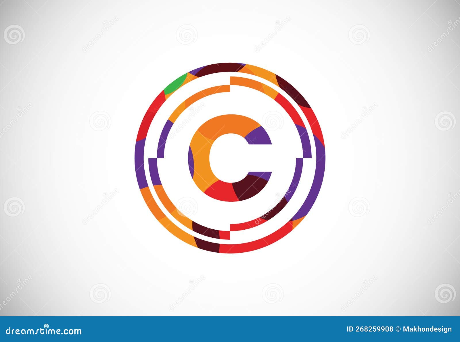 Letters C with Circle Frames Low Poly Art Style. English Alphabet ...
