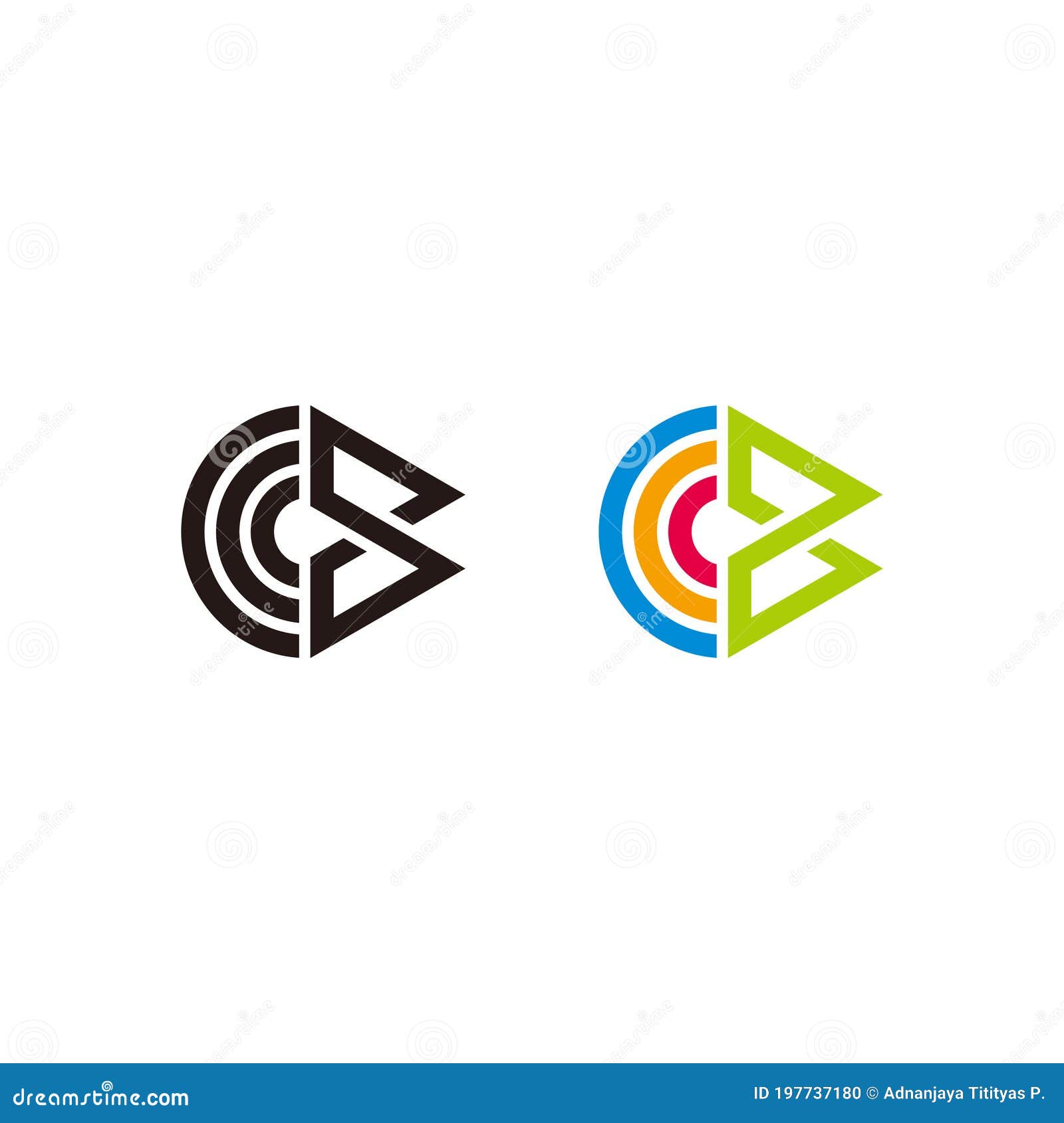 Letters Cb Stripes Geometric Line Design Logo Vector Stock Vector ...