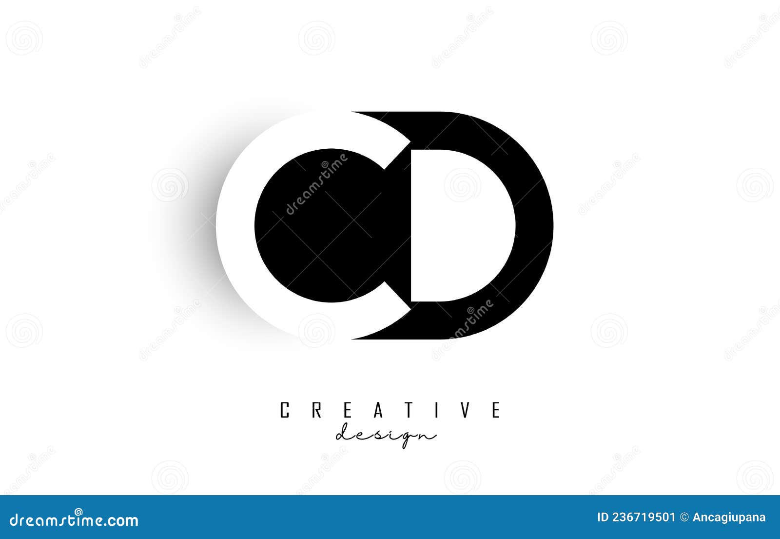 Letters CD Logo with Black and White Negative Space Design. Letters C ...
