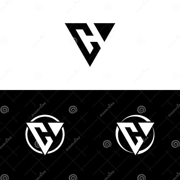 Letters CH Triangle Point Downward Logo Negative Space Stock Vector ...
