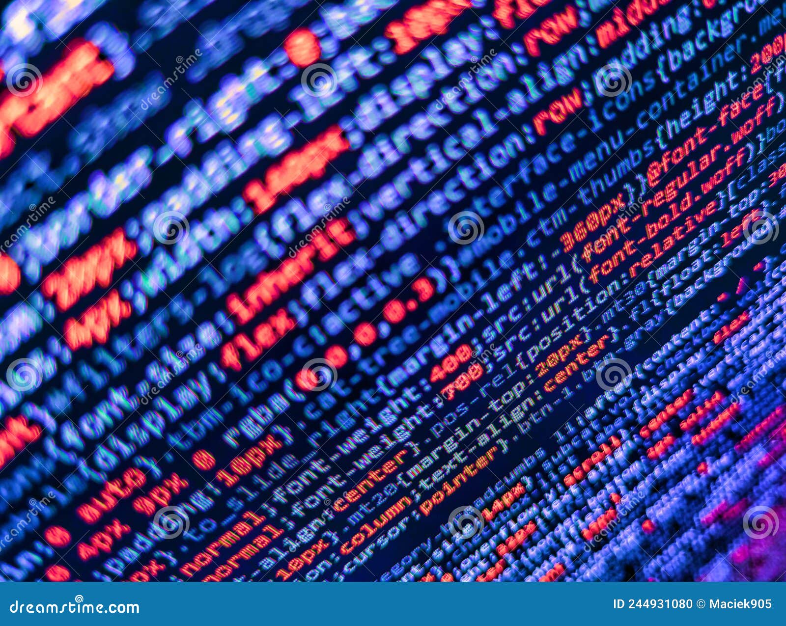 Letters, Chars, and Digits. Programmer Working on Computer Screen. Programming Code Screen of ...