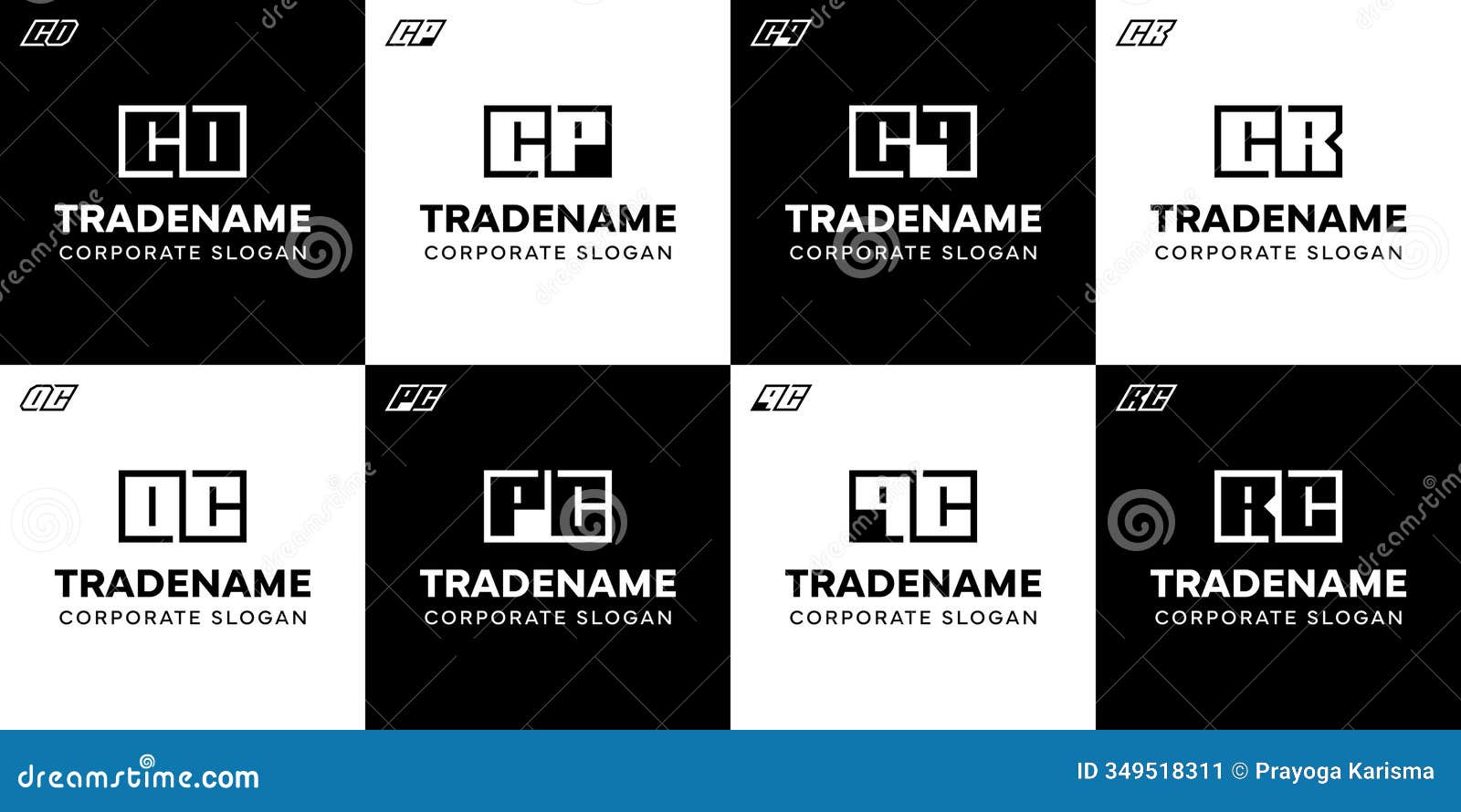 Letters CO OC CP PC CQ QC CR RC Square and Dynamic Logo Set Stock ...