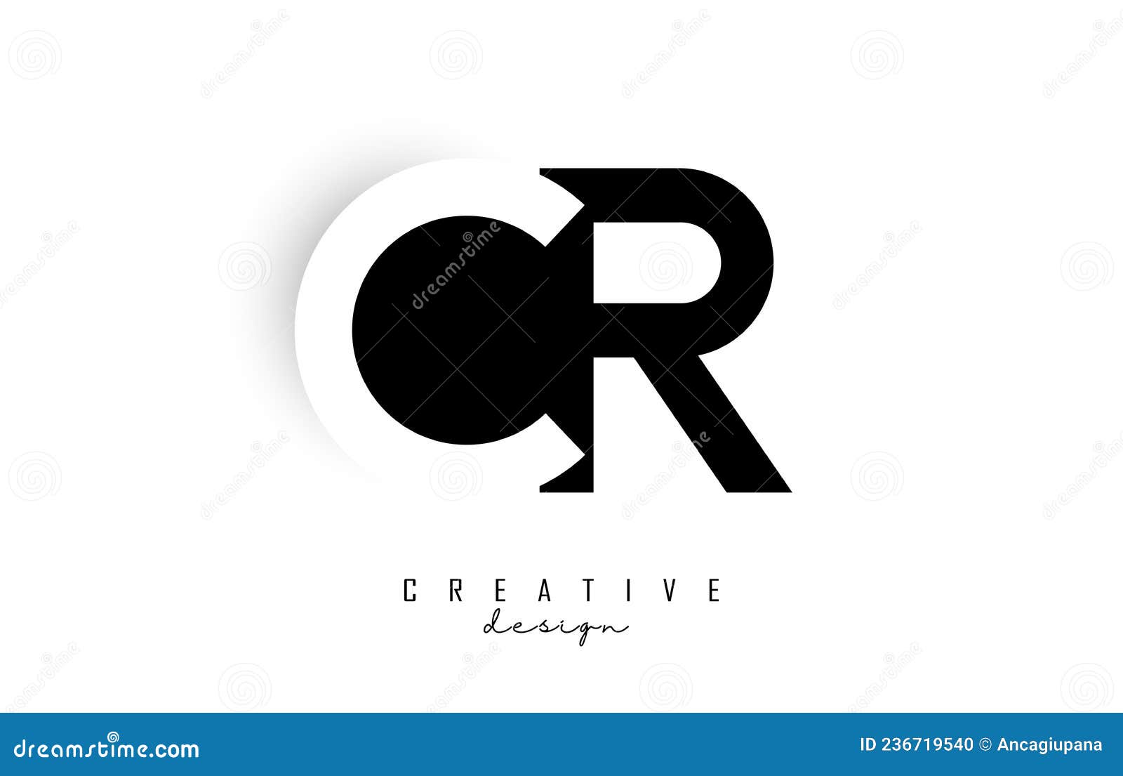 Letters CR Logo with Black and White Negative Space Design. Letters C ...