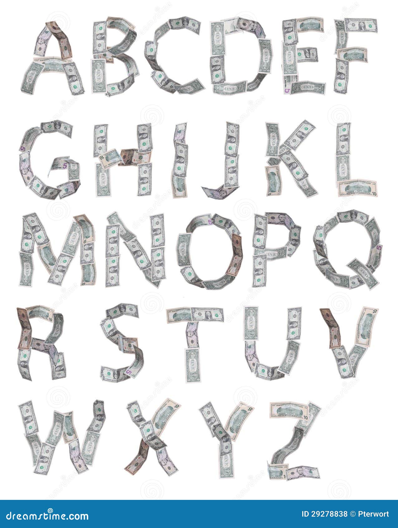 Letters Created with Dollar Banknotes Stock Photo - Image of bank ...