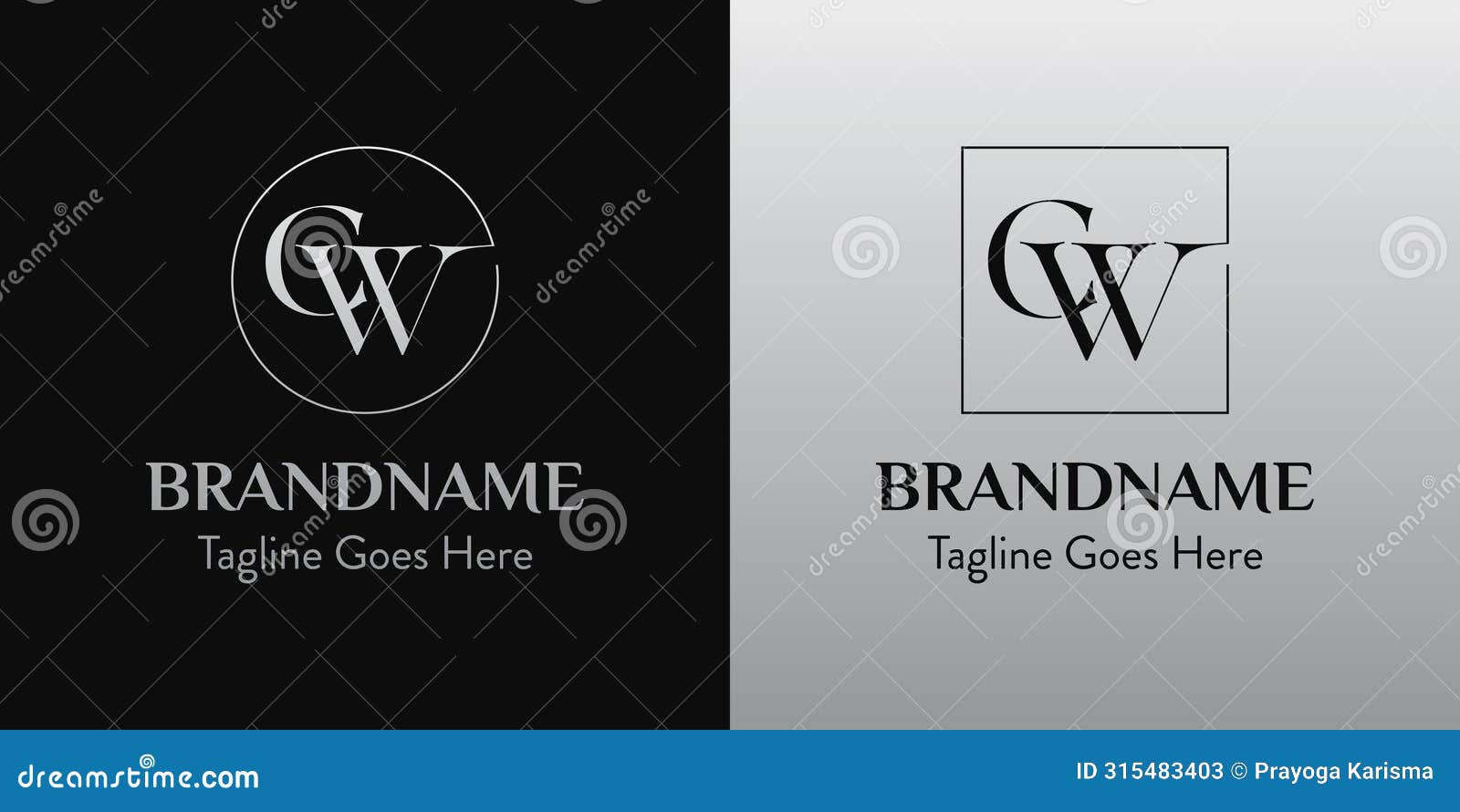 Letters CW in Circle and Square Logo Set, for Business with CW or WC ...