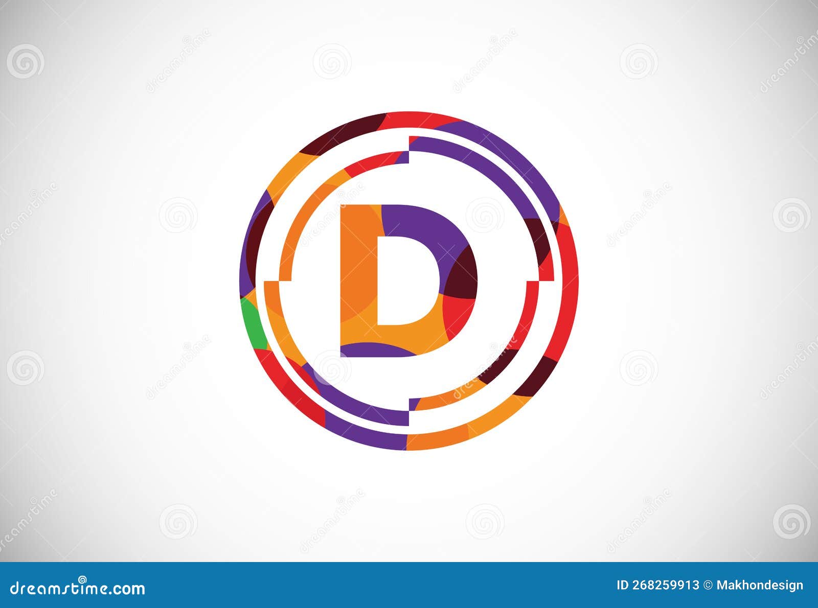 Letters D with Circle Frames Low Poly Art Style. English Alphabet ...