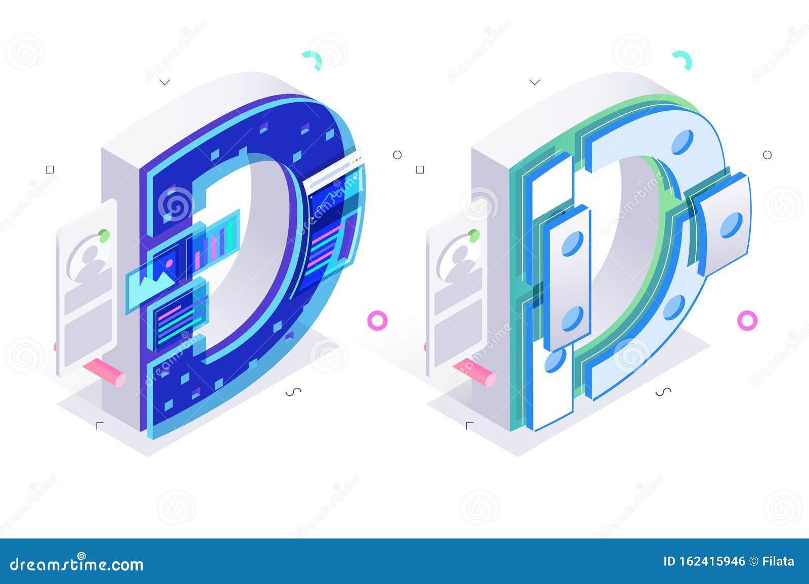 Letters D with Social Networks Elements Stock Vector - Illustration of ...