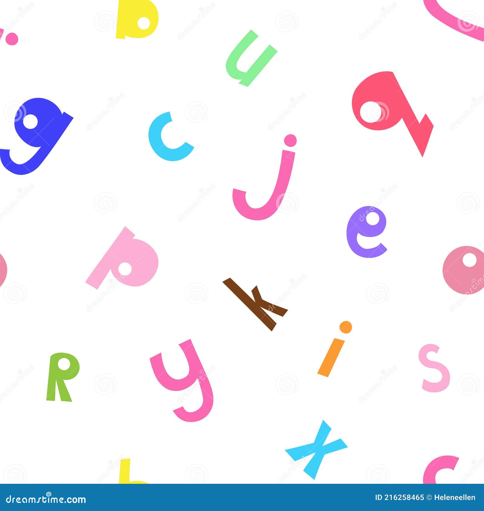 Letters of Different Colors Seamless Pattern, Hand Drawn in Doodle ...
