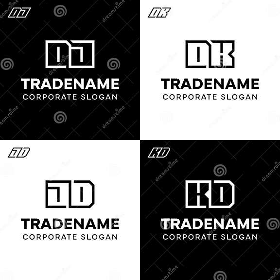 Letters DJ JD DK KD Square and Dynamic Logo Set Stock Vector - Illustration of monogram, racing ...