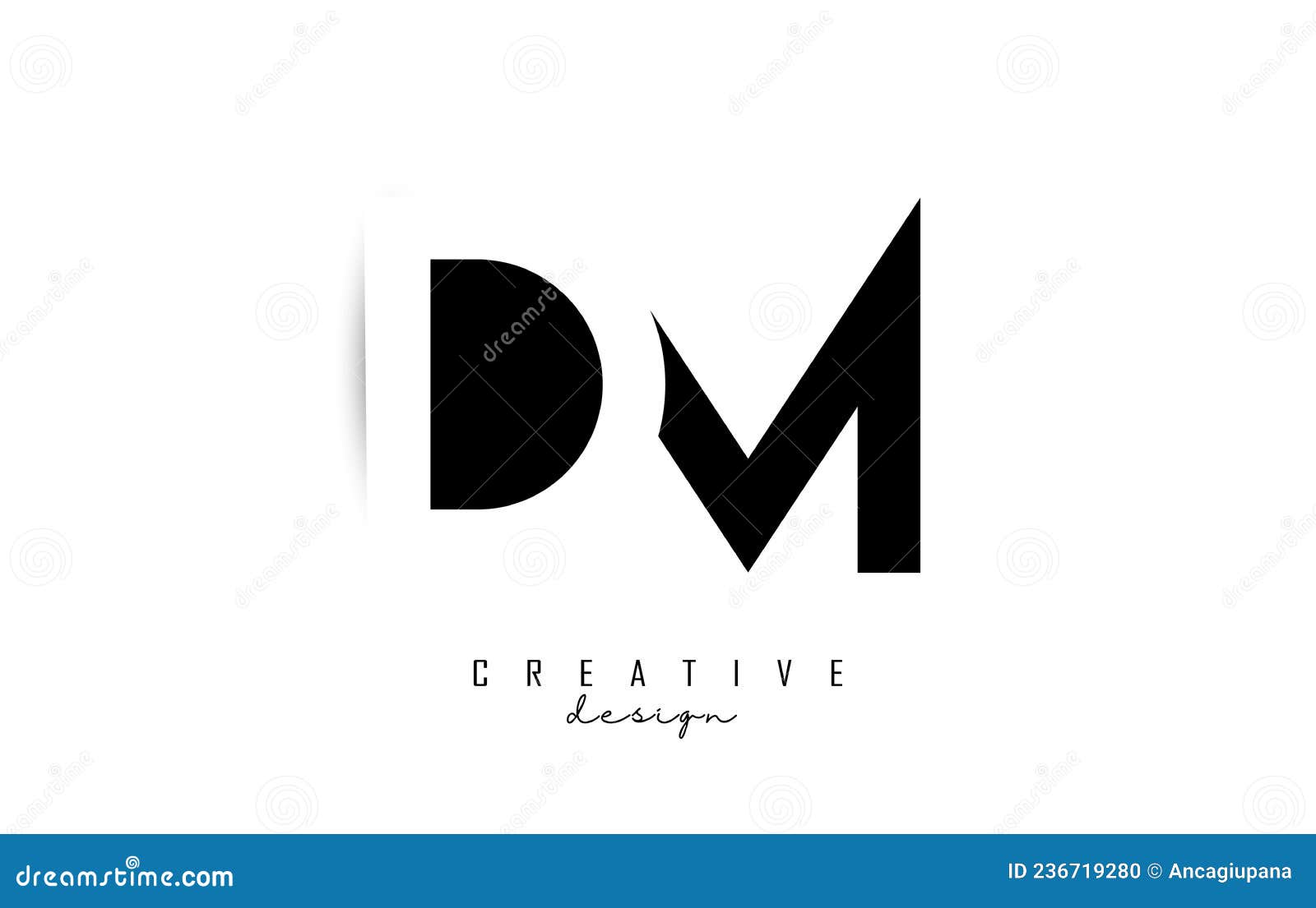 Letters DM Logo with Black and White Negative Space Design. Letters D ...