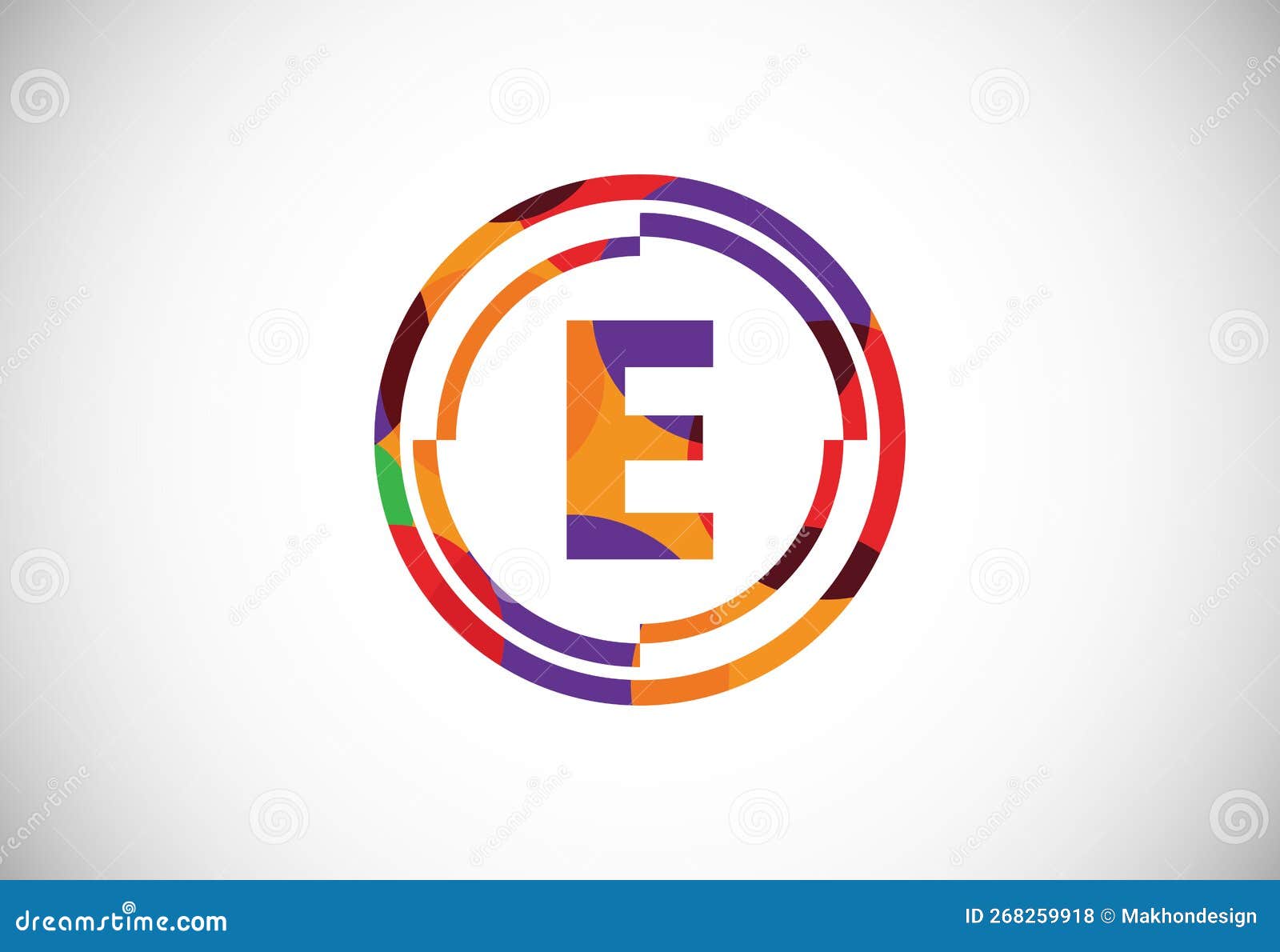 Letters E with Circle Frames Low Poly Art Style. English Alphabet ...