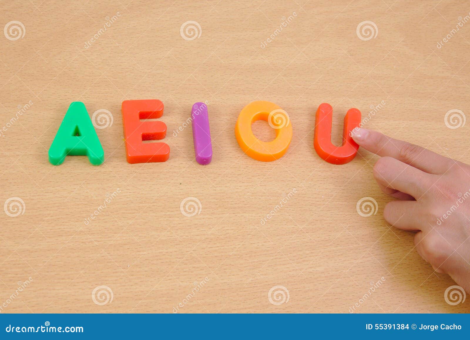 Letters a E I O U and Child Hand. School Concept Stock Photo - Image of ...