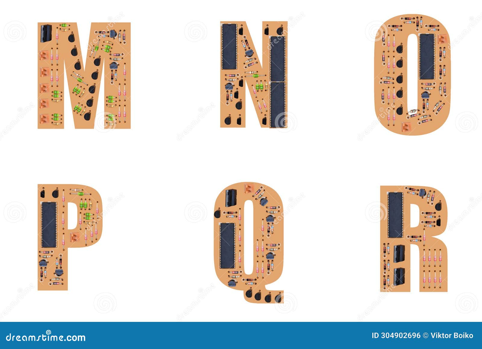 Letters with Electronic Components of Modern Technology Stock Photo ...
