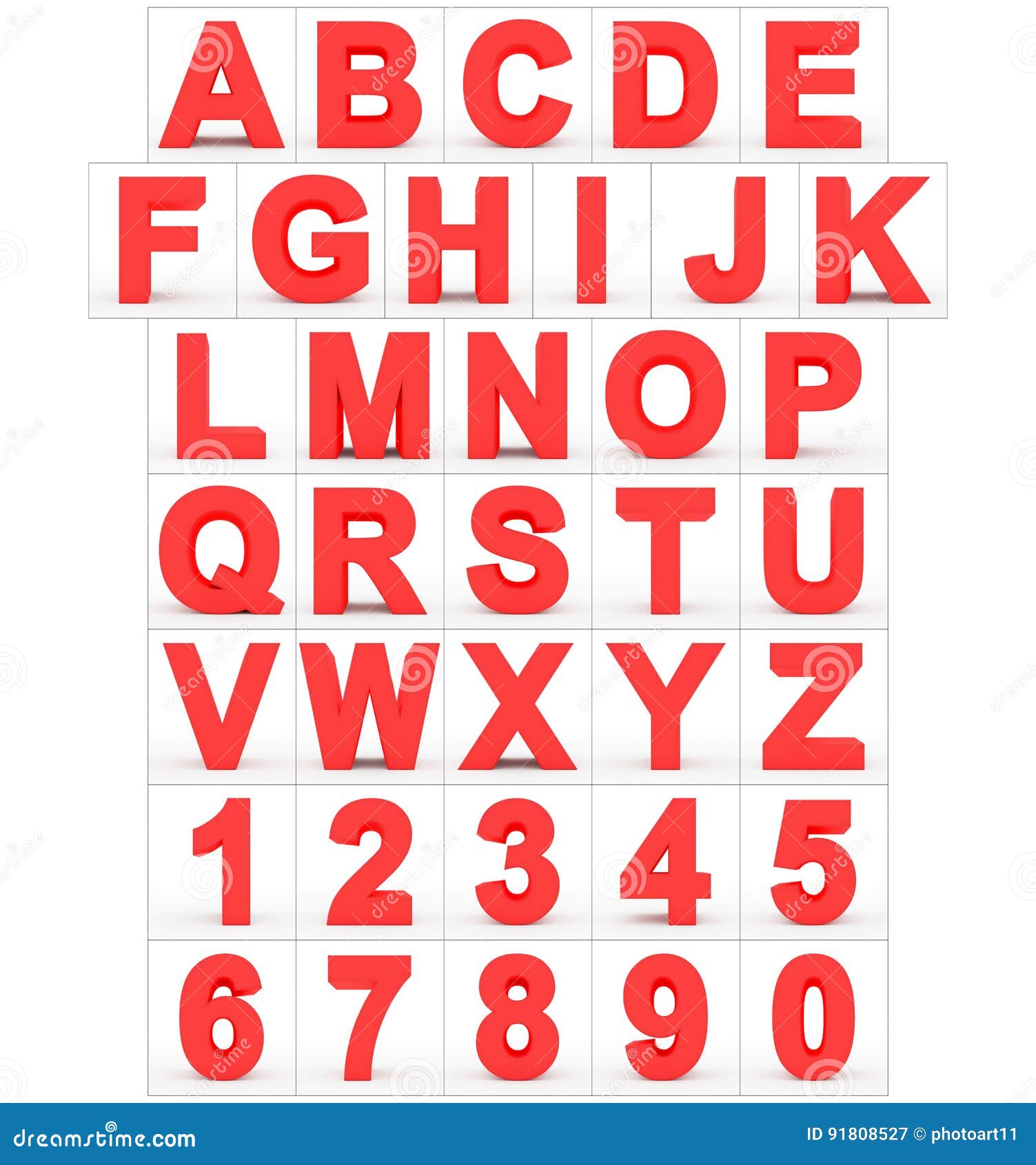Letters En Getallen 3d Rood Op Wit Stock Illustratie - Illustration of ...