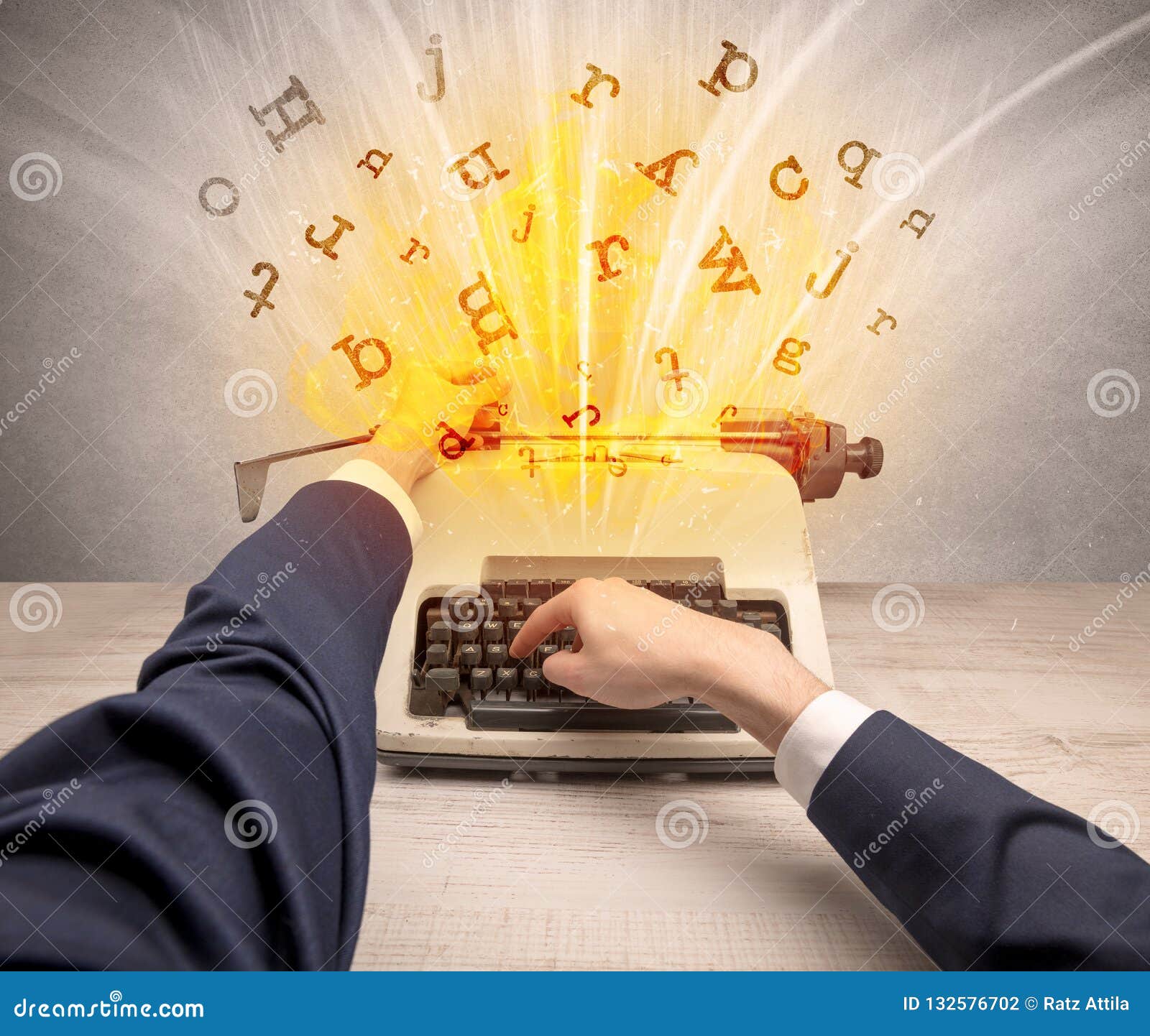 Letters Exploding from a Vintage Typewriter Stock Photo - Image of idea ...