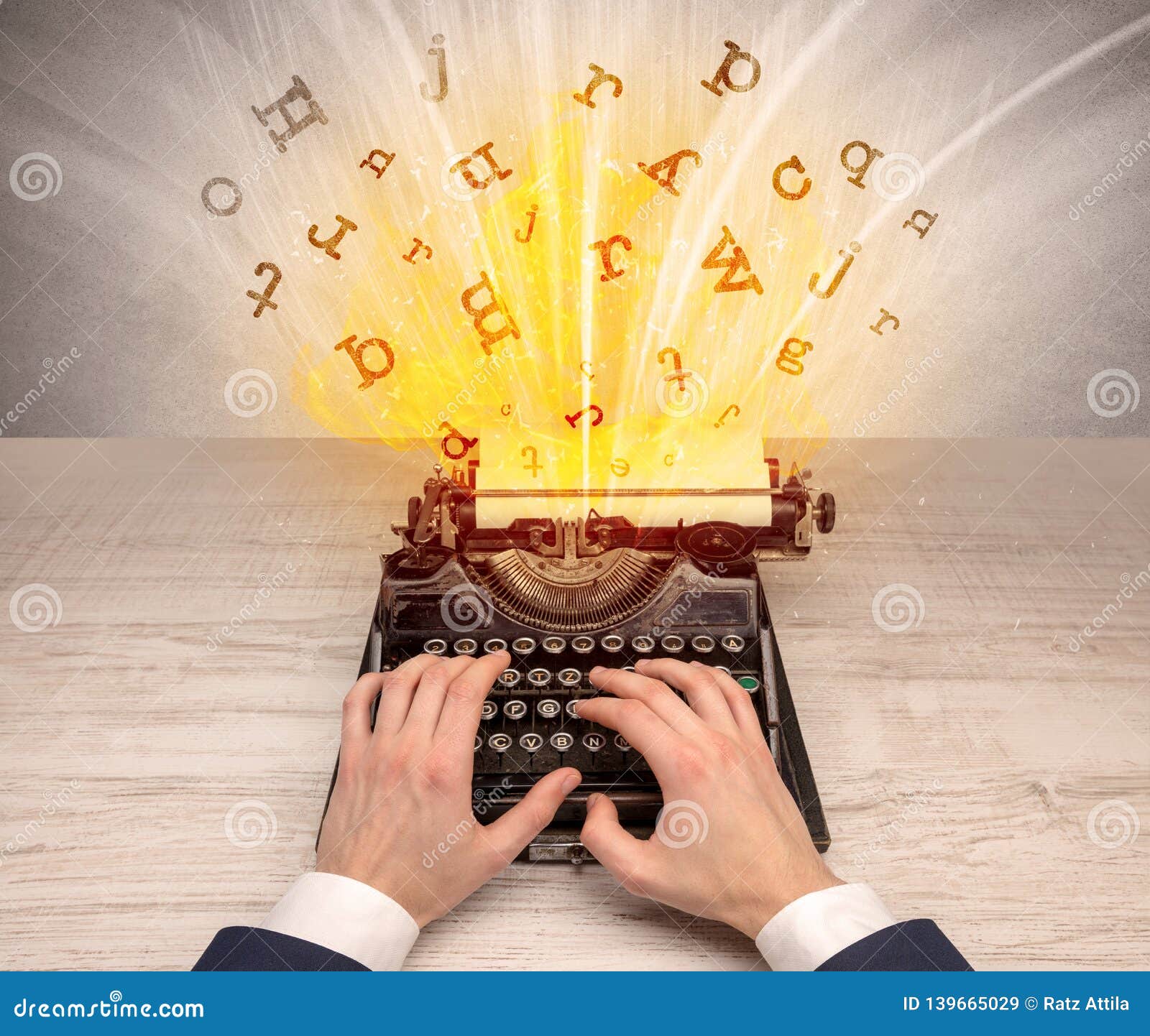 Letters Exploding from a Vintage Typewriter Stock Image - Image of ...