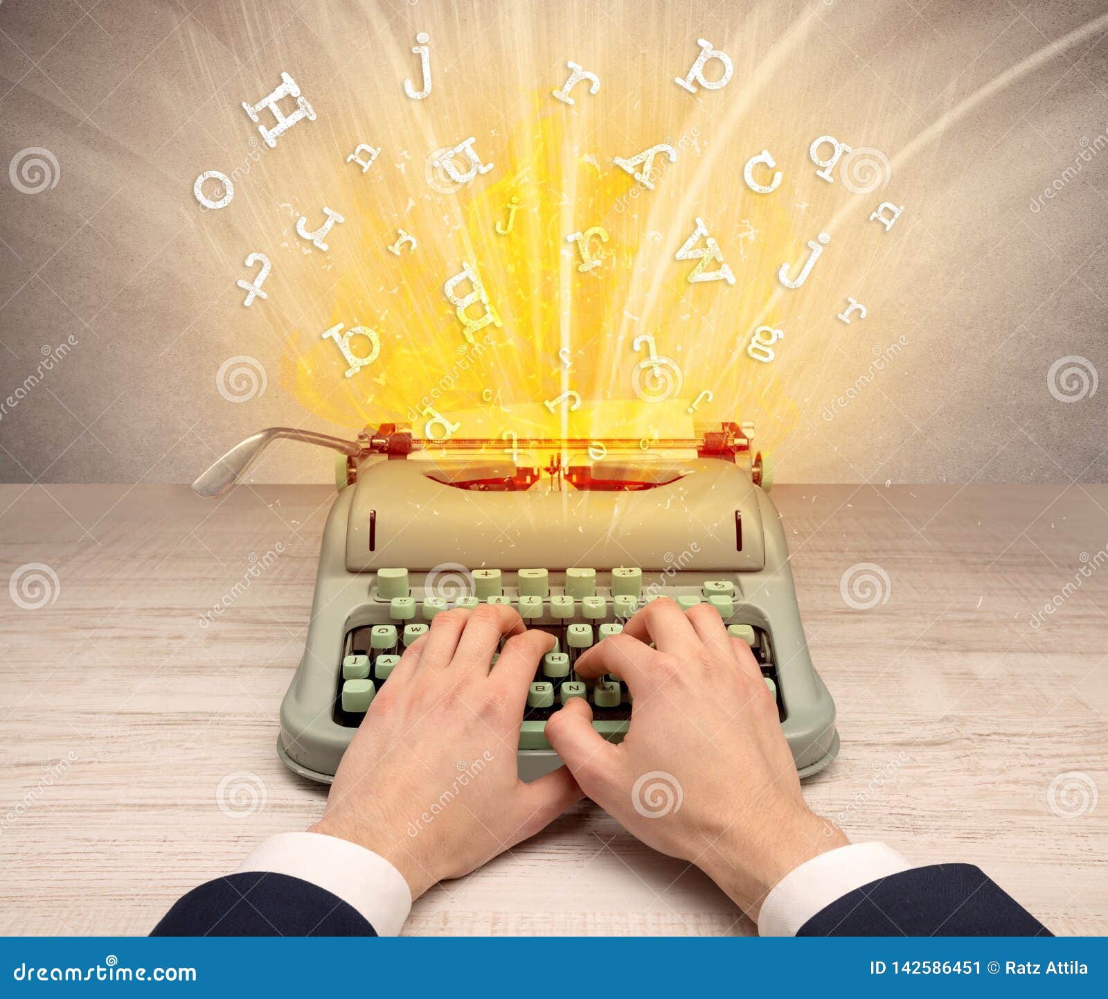 Letters Exploding from a Vintage Typewriter Stock Image - Image of ...