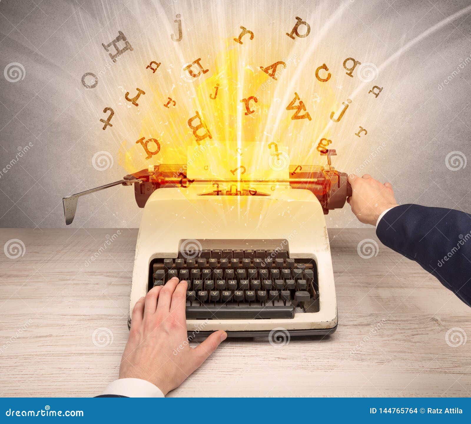 Letters Exploding from a Vintage Typewriter Stock Photo - Image of ...