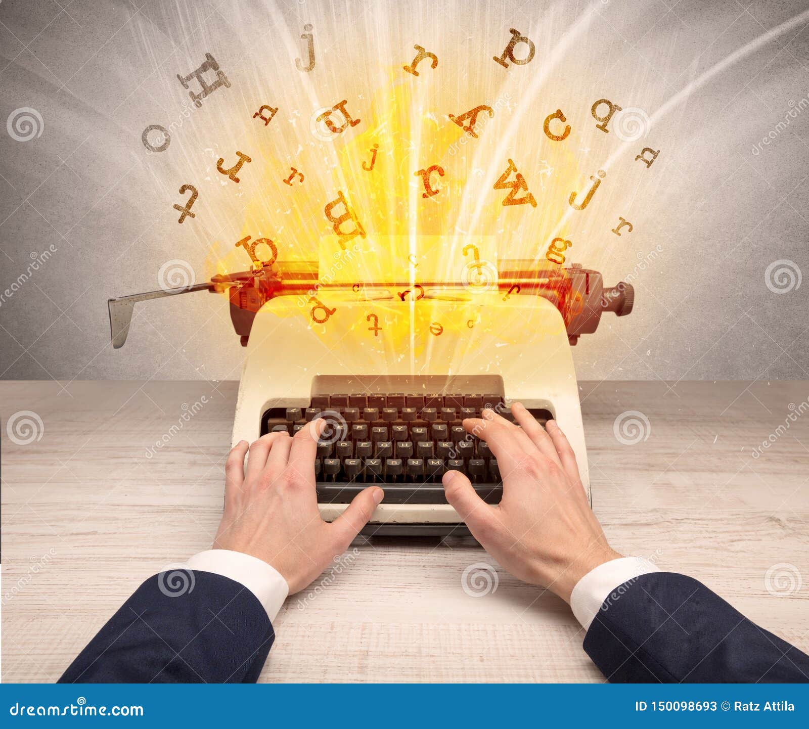 Letters Exploding from a Vintage Typewriter Stock Image - Image of ...