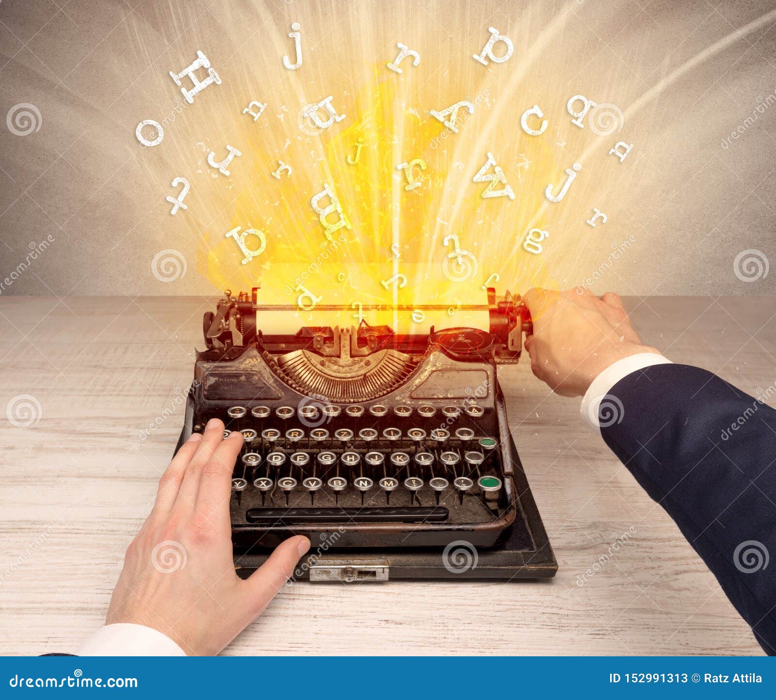 Letters Exploding from a Vintage Typewriter Stock Image - Image of ...
