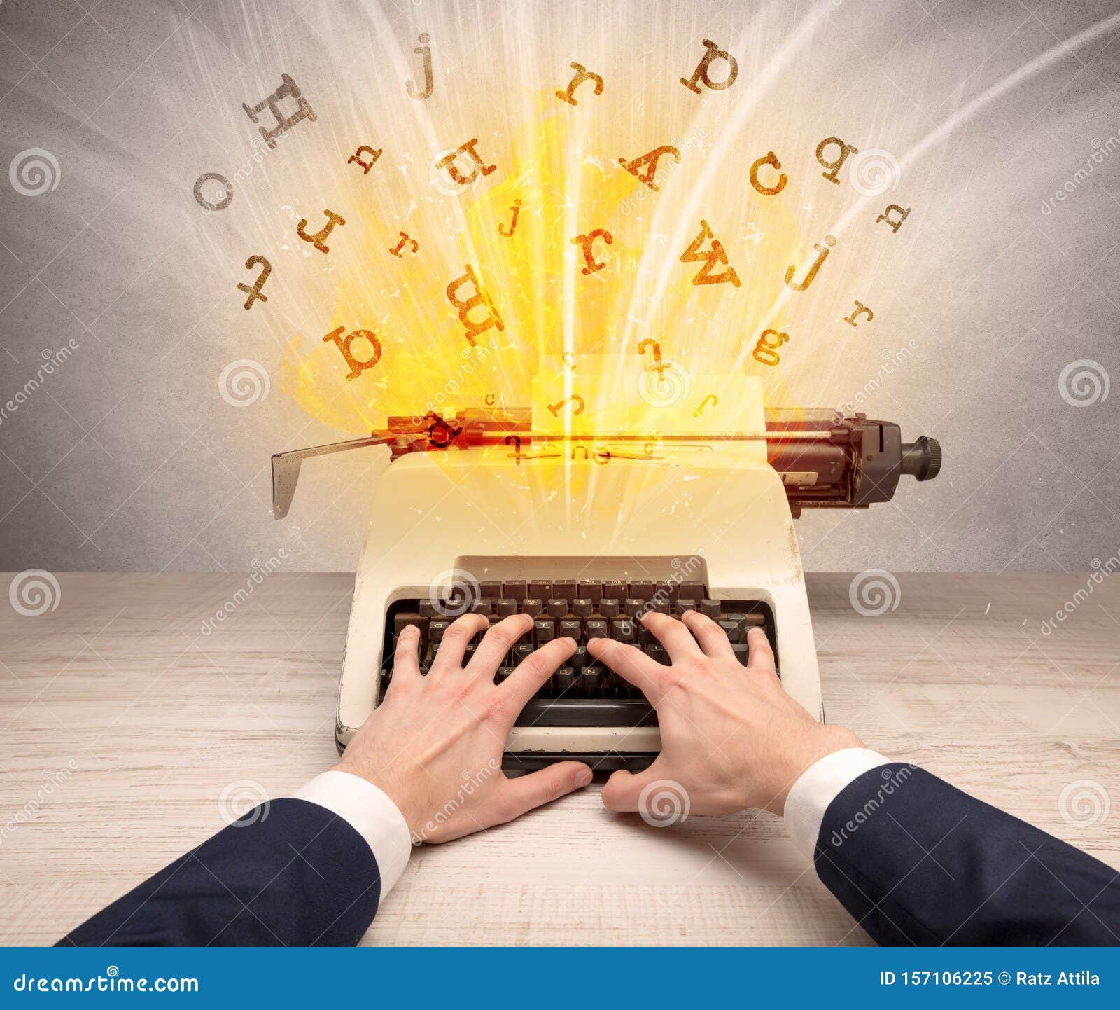 Letters Exploding from a Vintage Typewriter Stock Image - Image of fast, news: 157106225