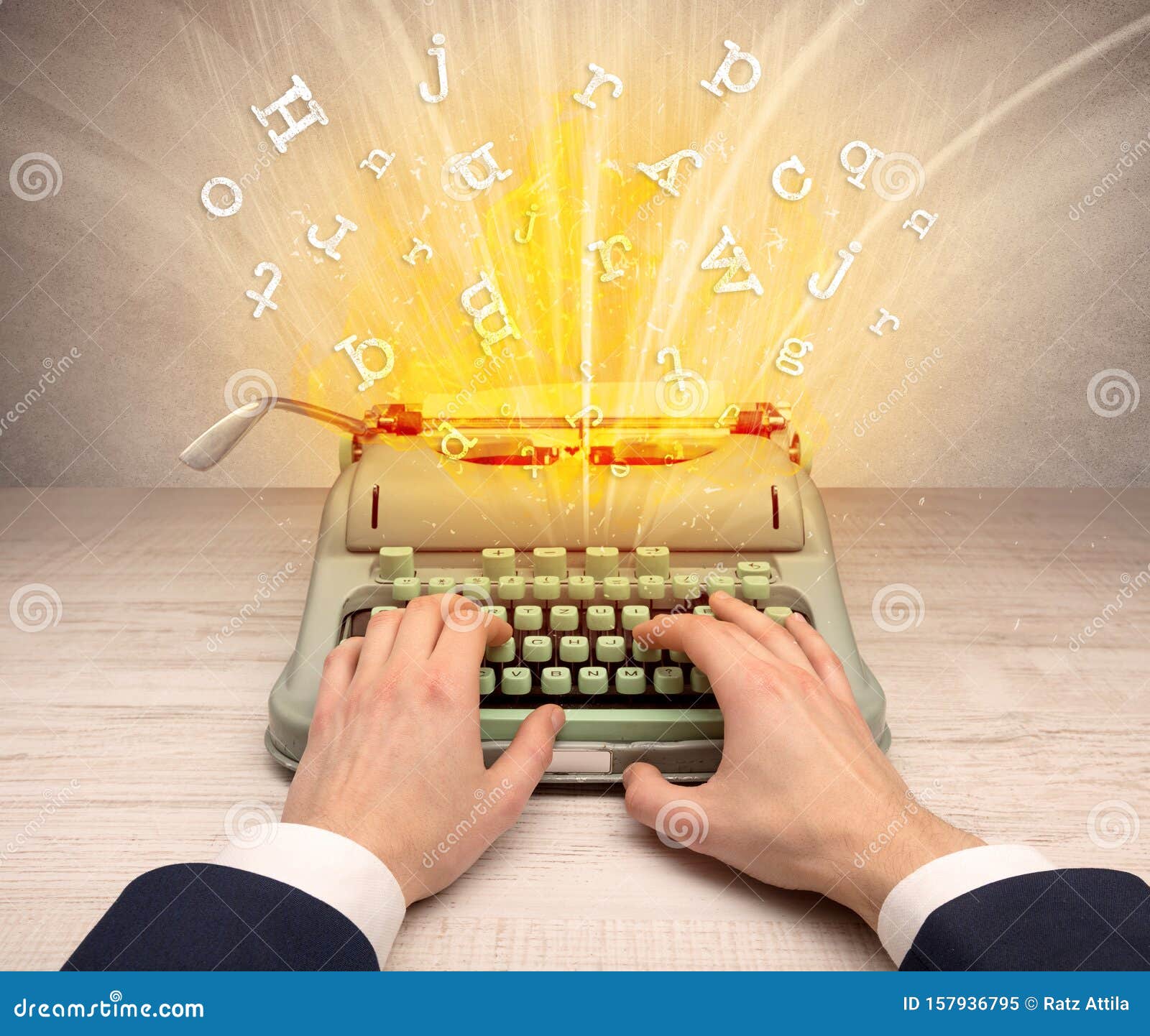 Letters Exploding from a Vintage Typewriter Stock Image - Image of ...