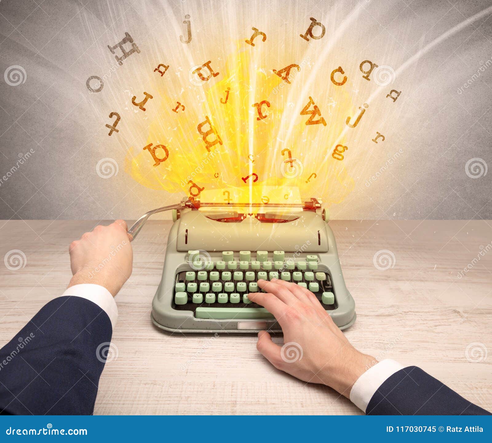 Letters Exploding from a Vintage Typewriter Stock Image - Image of ...