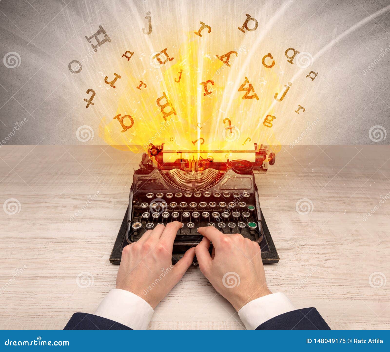 Letters Exploding from a Vintage Typewriter Stock Image - Image of note ...