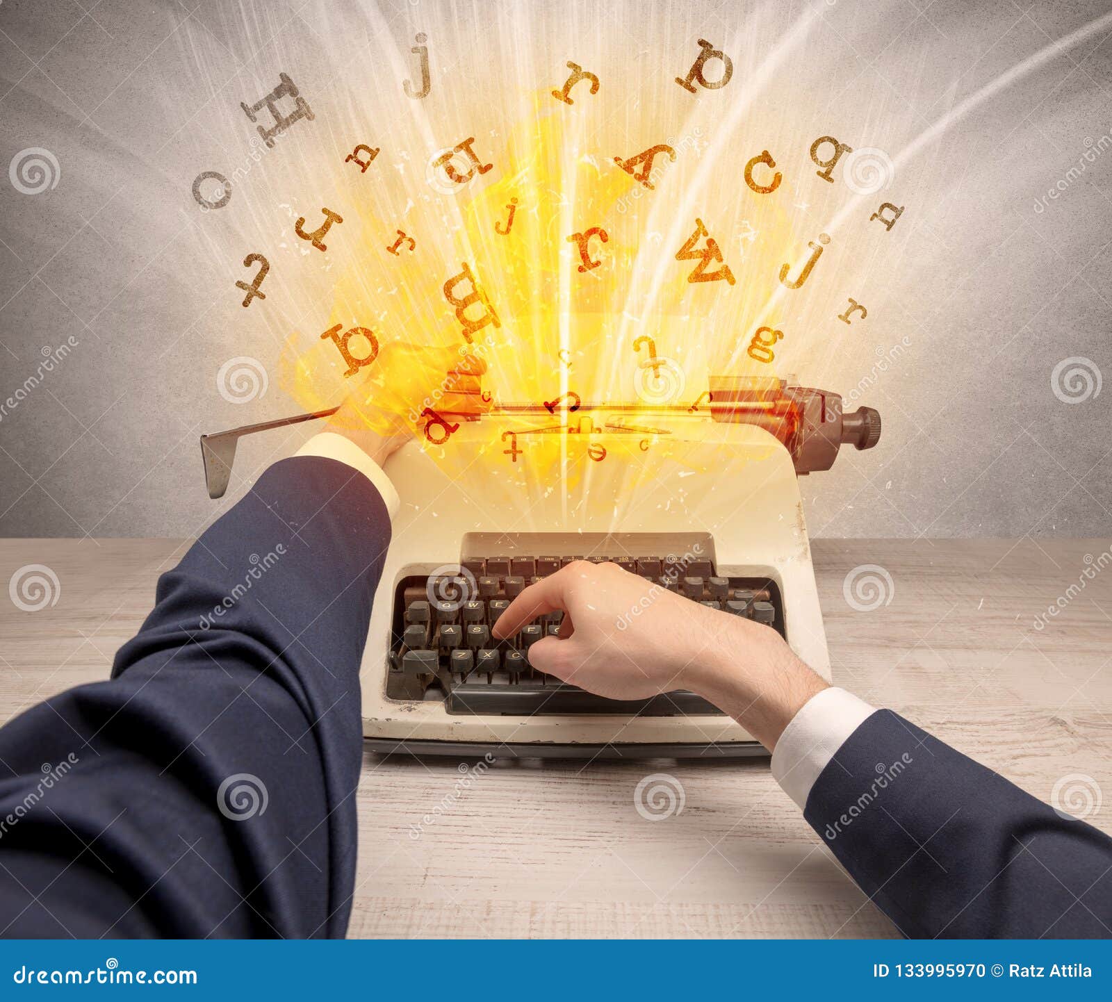 Letters Exploding from a Vintage Typewriter Stock Photo - Image of ...