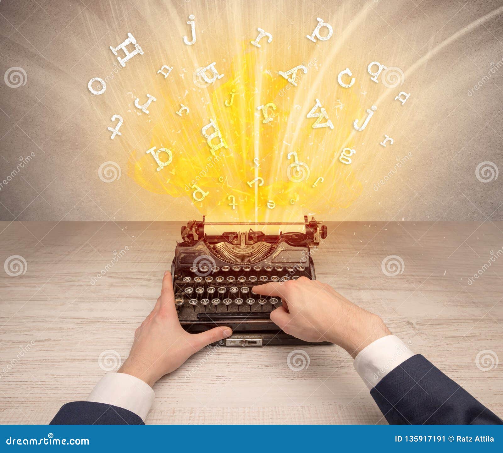 Letters Exploding from a Vintage Typewriter Stock Image - Image of note ...