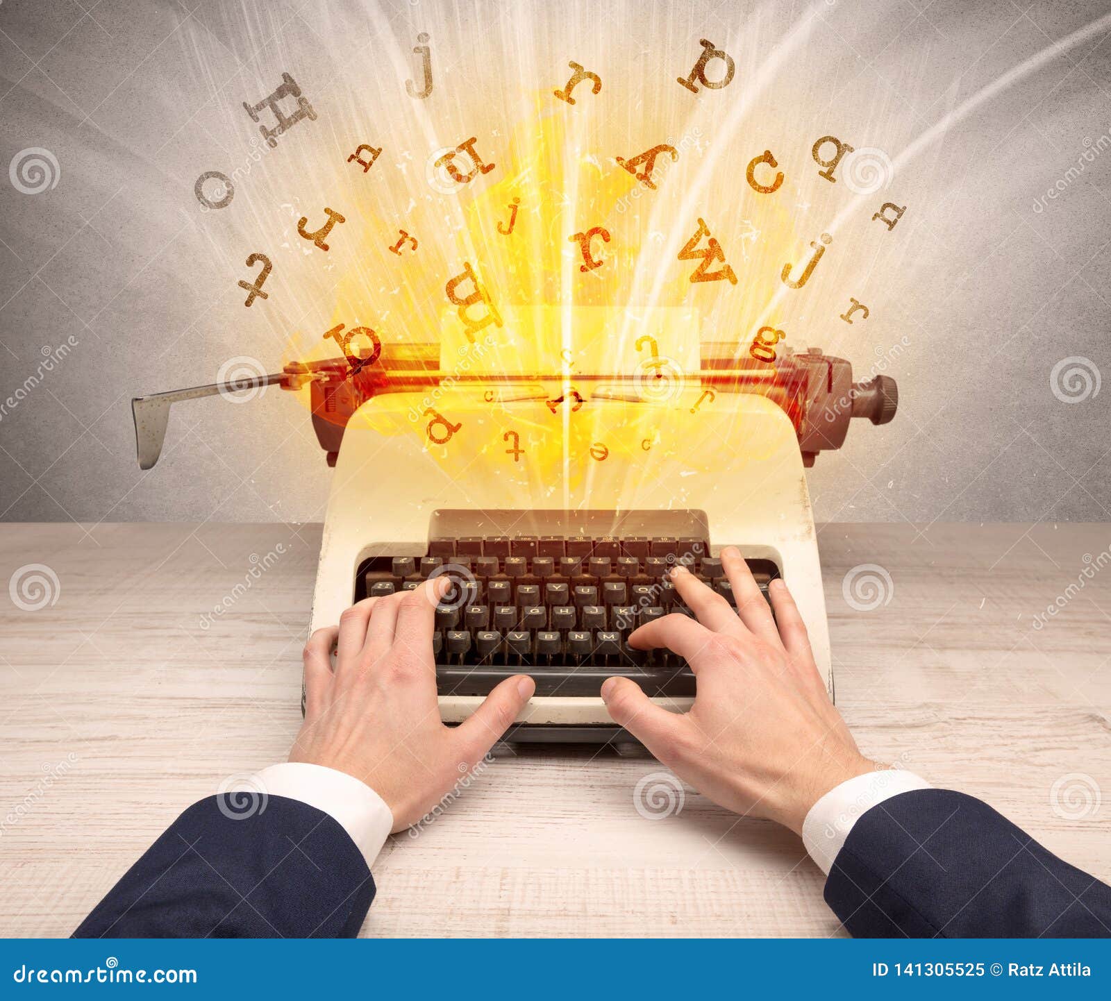Letters Exploding from a Vintage Typewriter Stock Image - Image of communication, elegant: 141305525