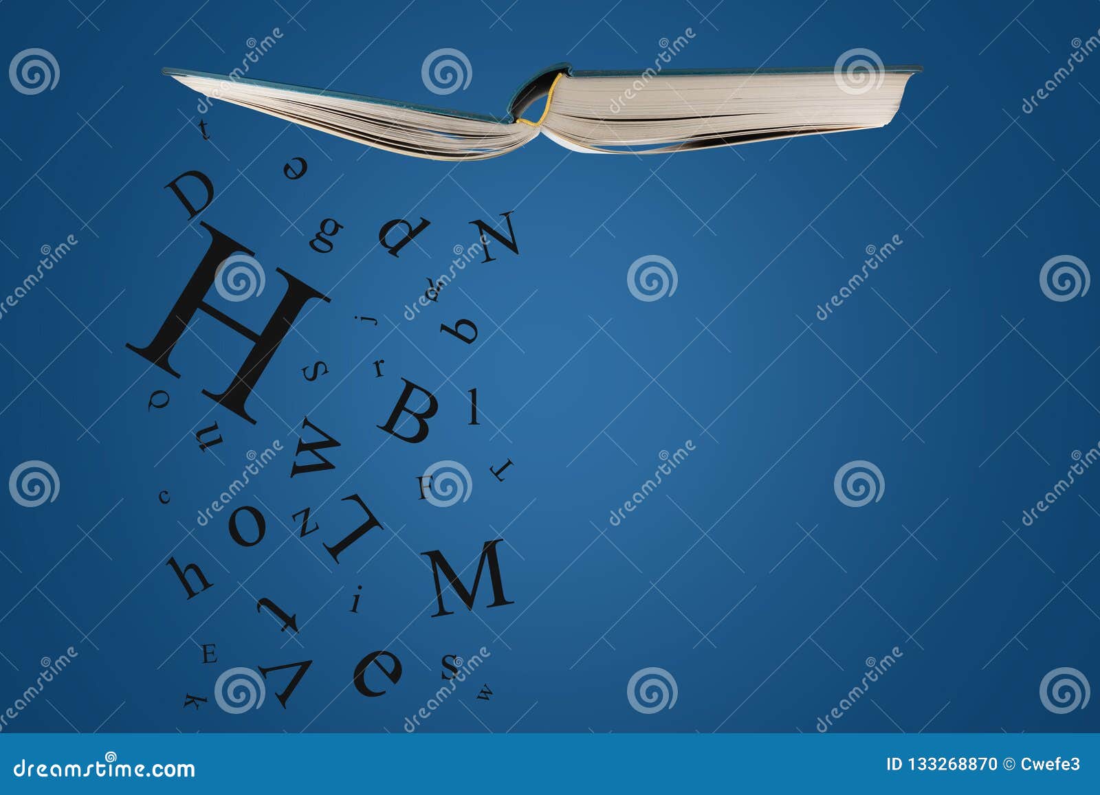 Letters Falling from Open Book Stock Photo - Image of encyclopedia ...