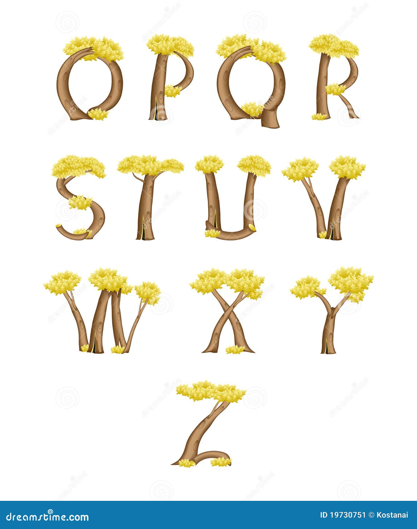 The Letters in the Form of a Tree Stock Illustration - Illustration of ...