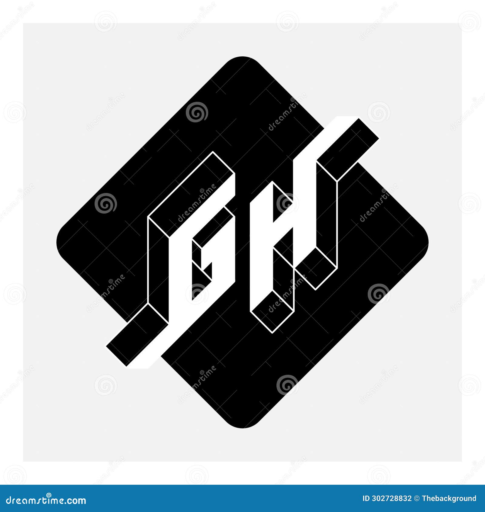 Letters G and H - Monogram or Logotype. Volume Alphabet. Three ...