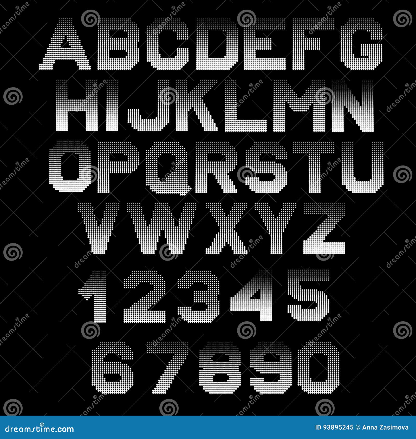 Dotted Font And Alphabet Vector, Bold Typeface Letter And Number Design ...